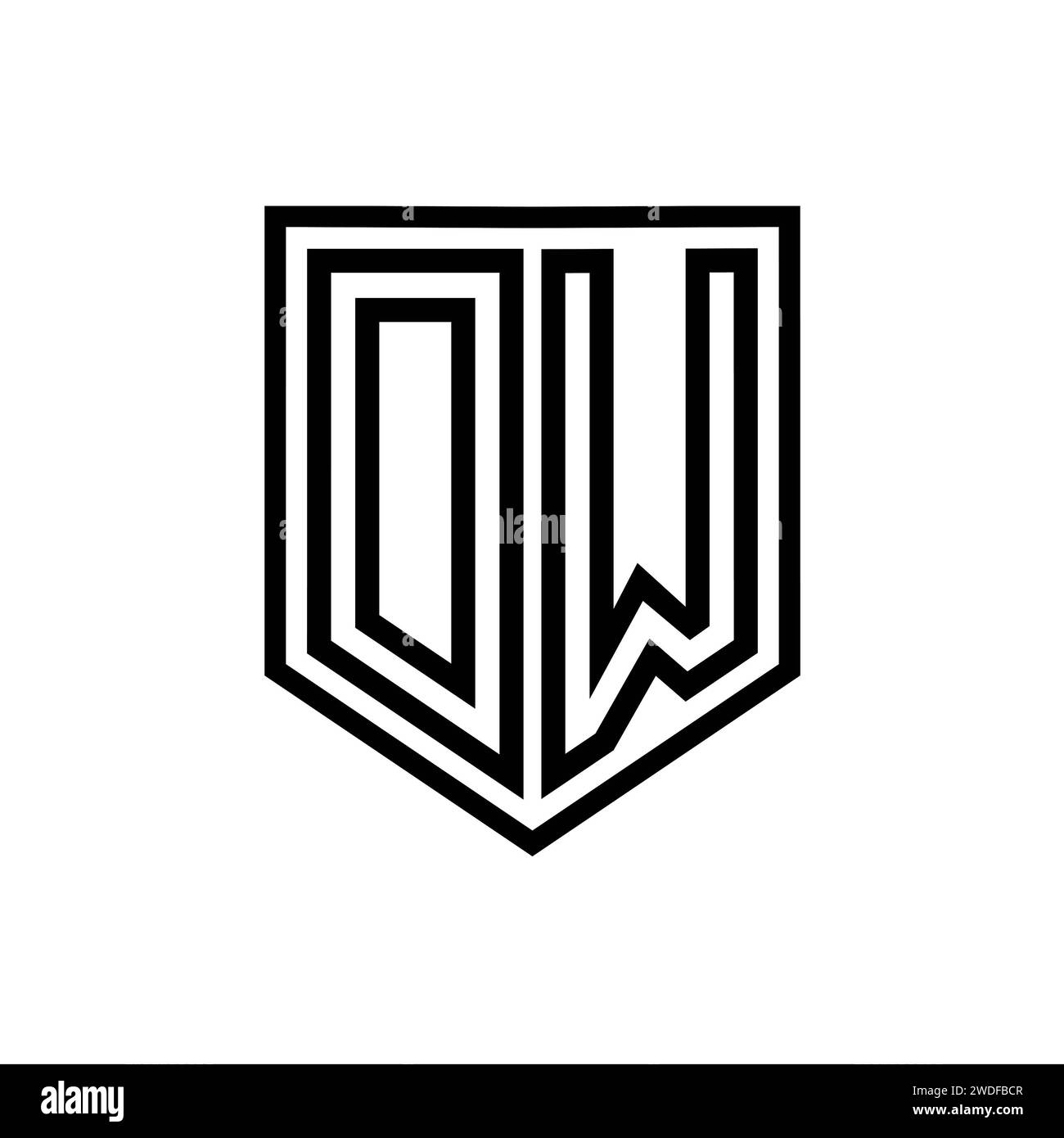 DW Letter Logo monogram shield geometric line inside shield isolated style design template Stock ...