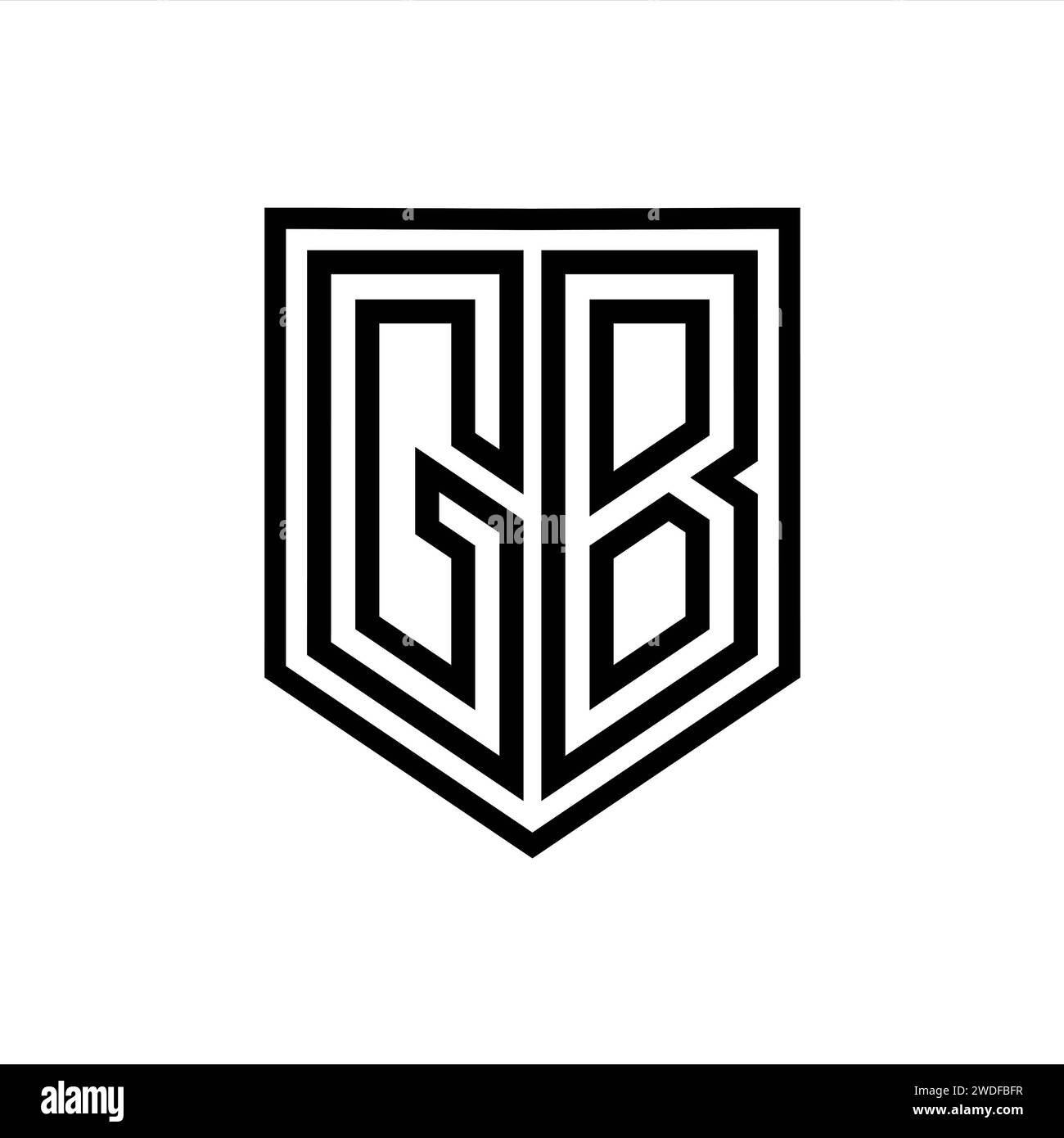 GB Letter Logo monogram shield geometric line inside shield isolated style design template Stock ...