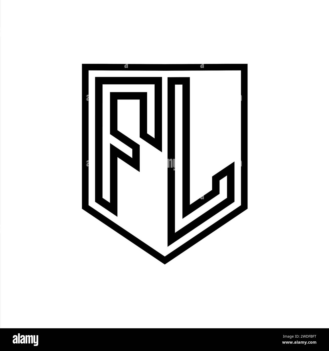 FL Letter Logo monogram shield geometric line inside shield isolated style design template Stock ...