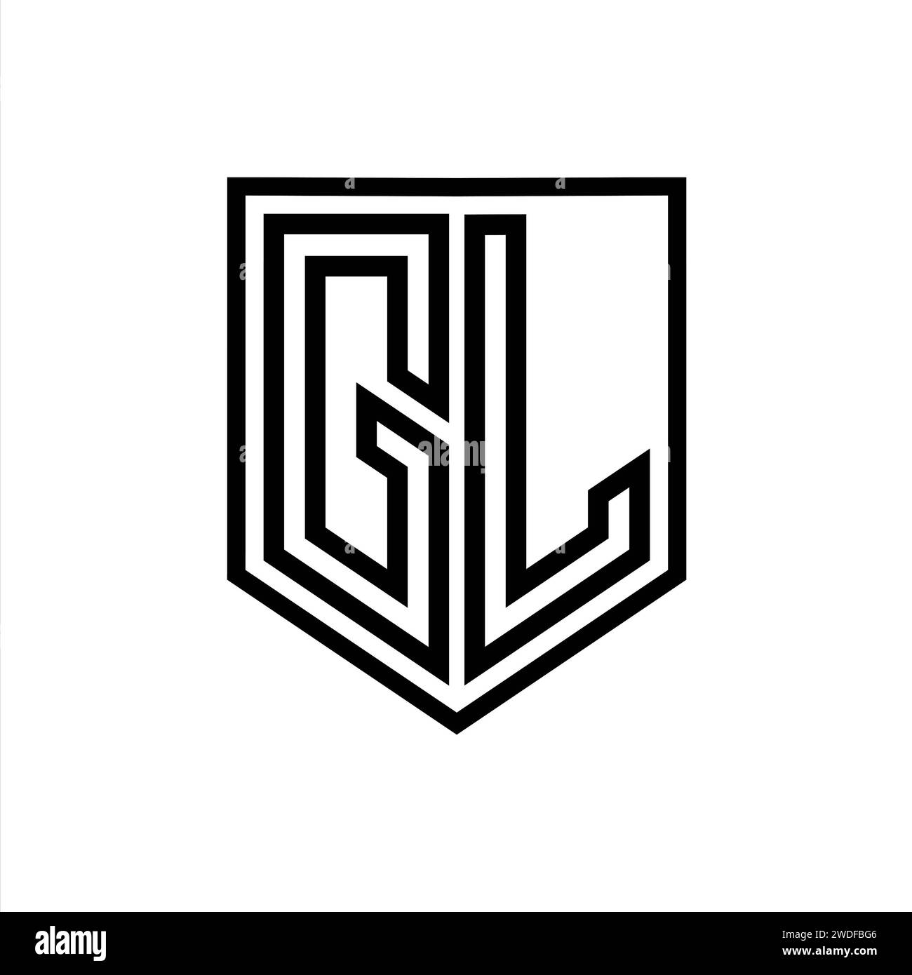 GL Letter Logo monogram shield geometric line inside shield isolated style design template Stock ...