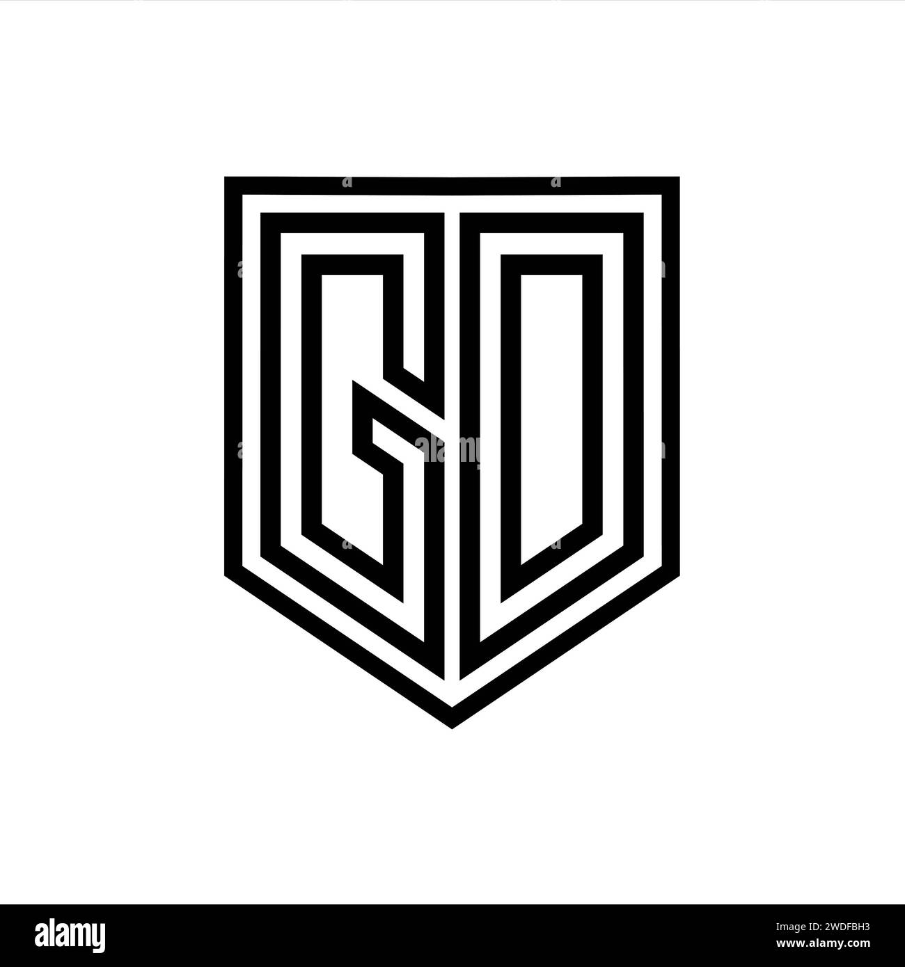 GD Letter Logo monogram shield geometric line inside shield isolated ...