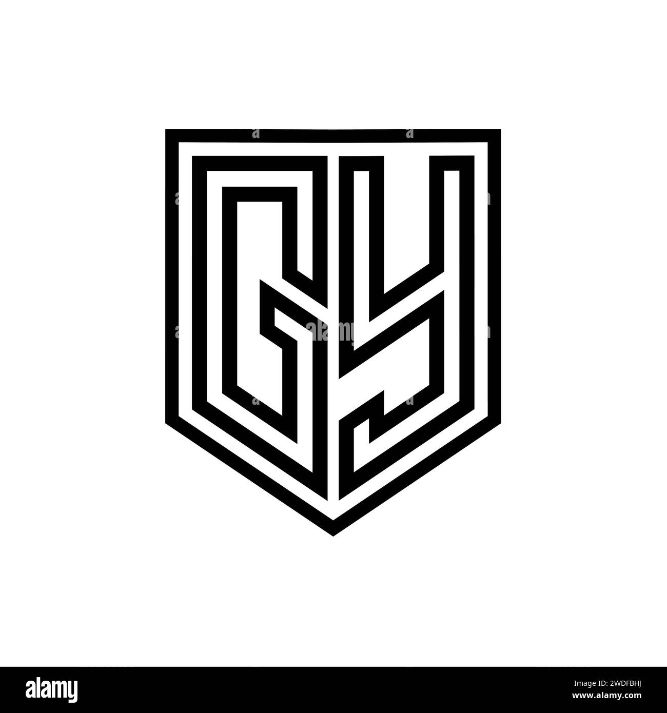 GY Letter Logo monogram shield geometric line inside shield isolated style design template Stock ...