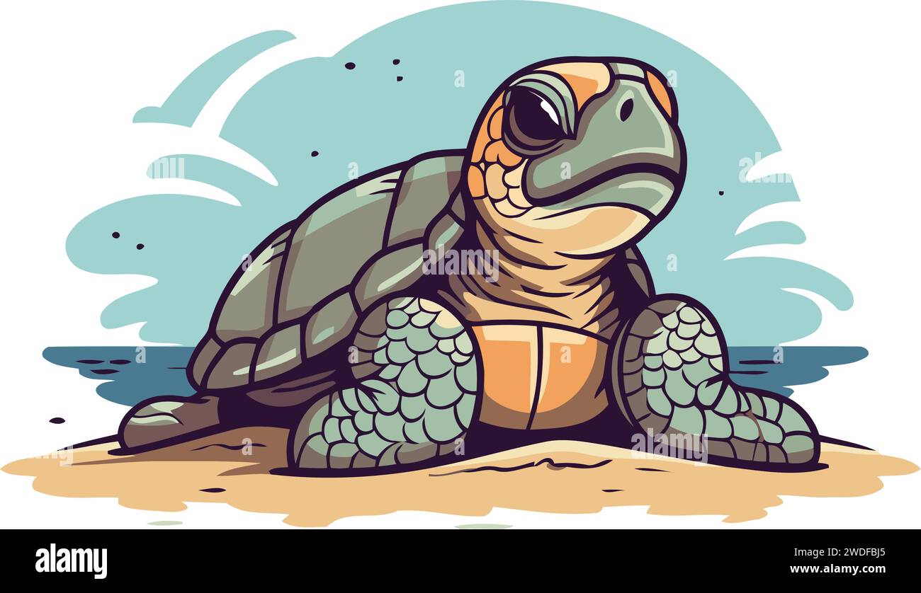 Turtles on the beach Stock Vector Images - Alamy