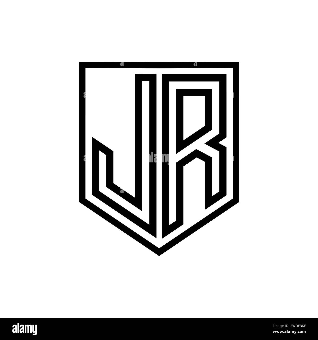 JR Letter Logo monogram shield geometric line inside shield isolated ...