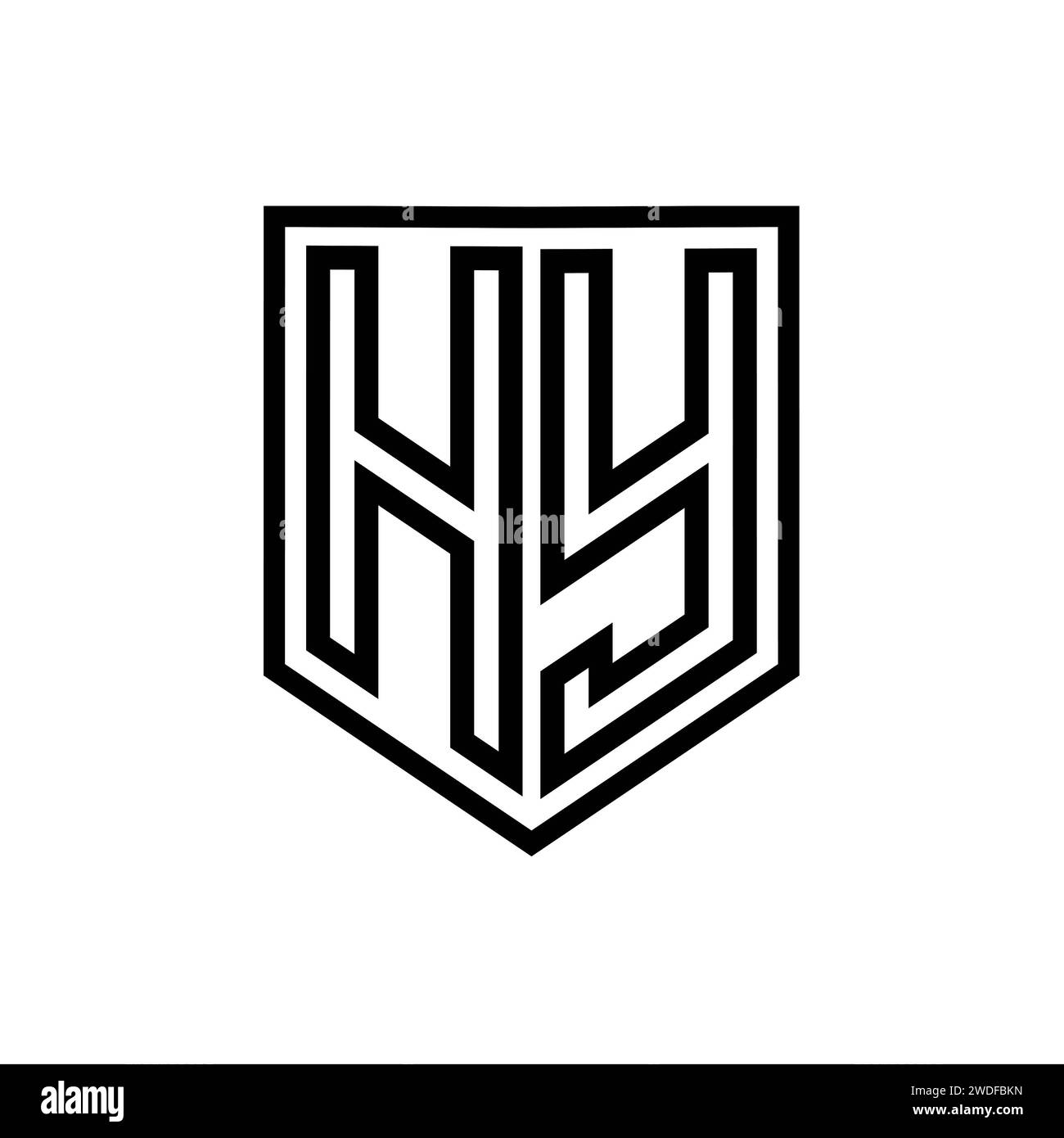 HY Letter Logo monogram shield geometric line inside shield isolated style design template Stock ...