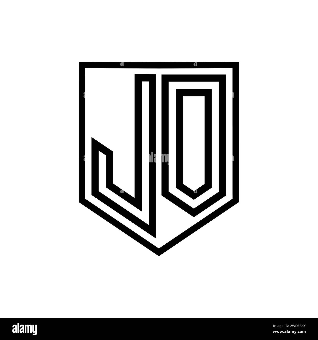 JO Letter Logo monogram shield geometric line inside shield isolated ...
