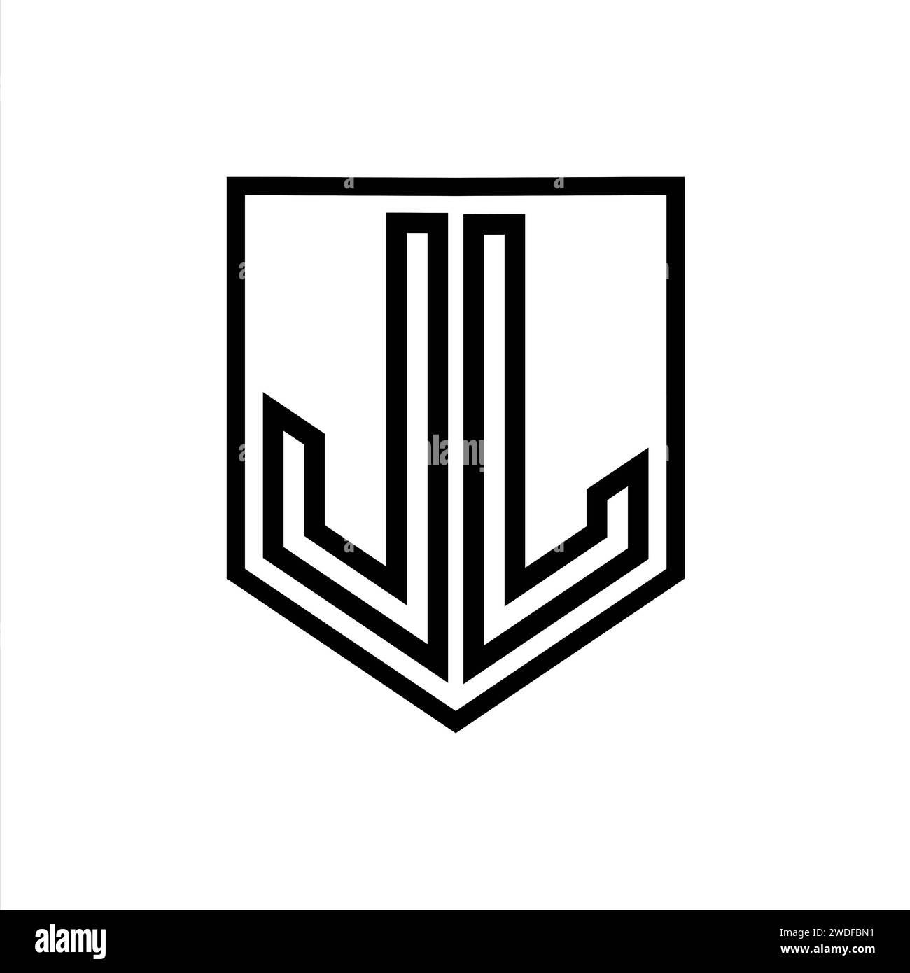 JL Letter Logo monogram shield geometric line inside shield isolated style design template Stock ...