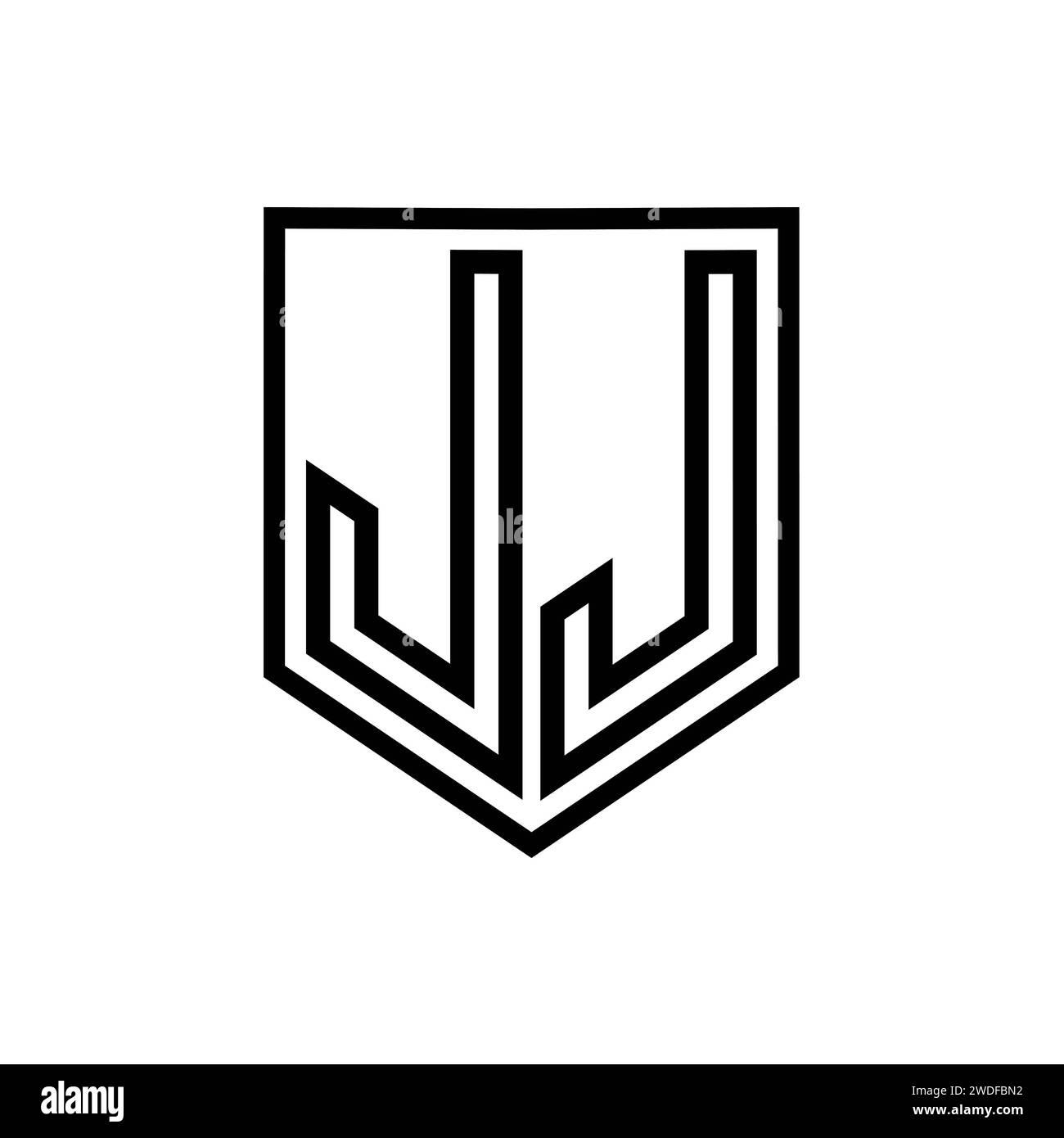 JJ Letter Logo monogram shield geometric line inside shield isolated style design template Stock ...