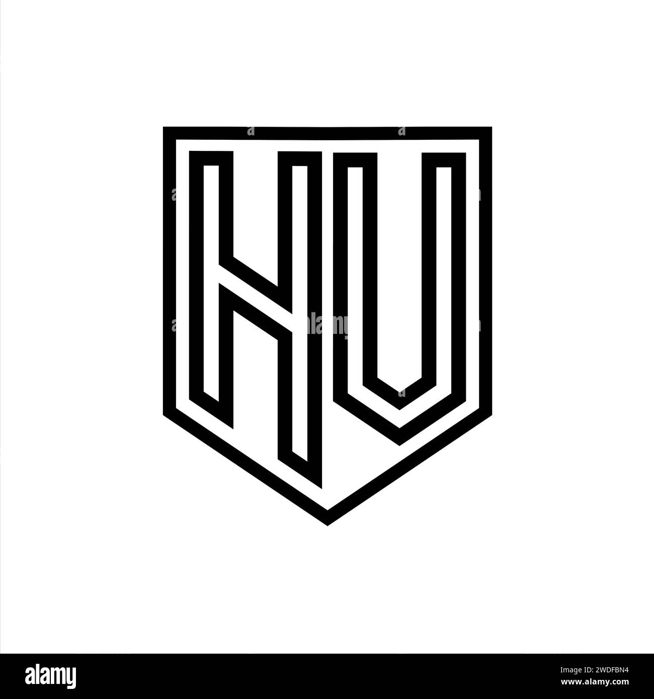 HV Letter Logo monogram shield geometric line inside shield isolated ...