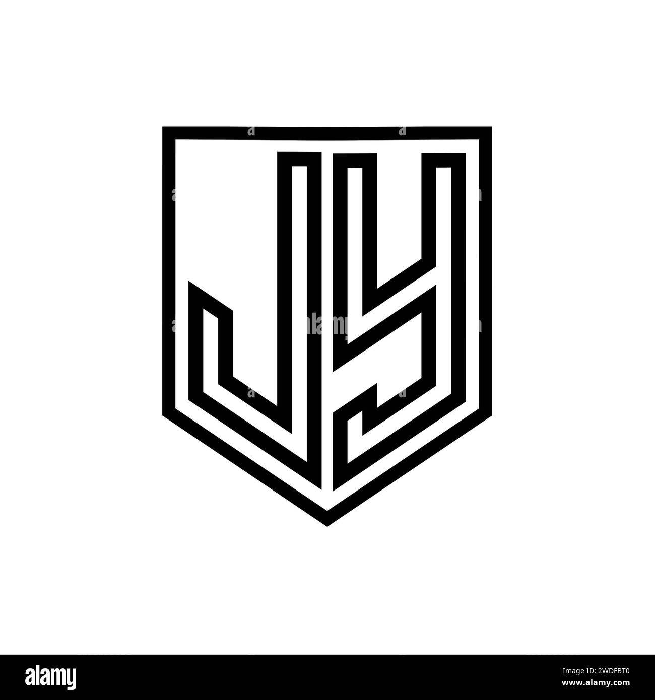 JY Letter Logo monogram shield geometric line inside shield isolated ...