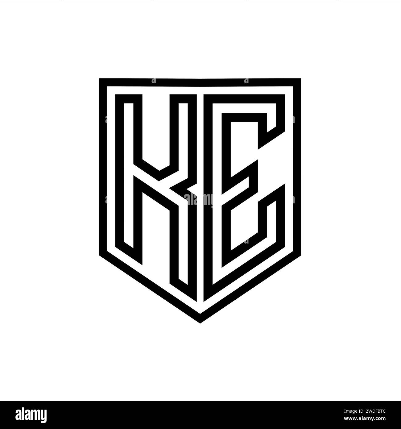 KE Letter Logo monogram shield geometric line inside shield isolated style design template Stock ...