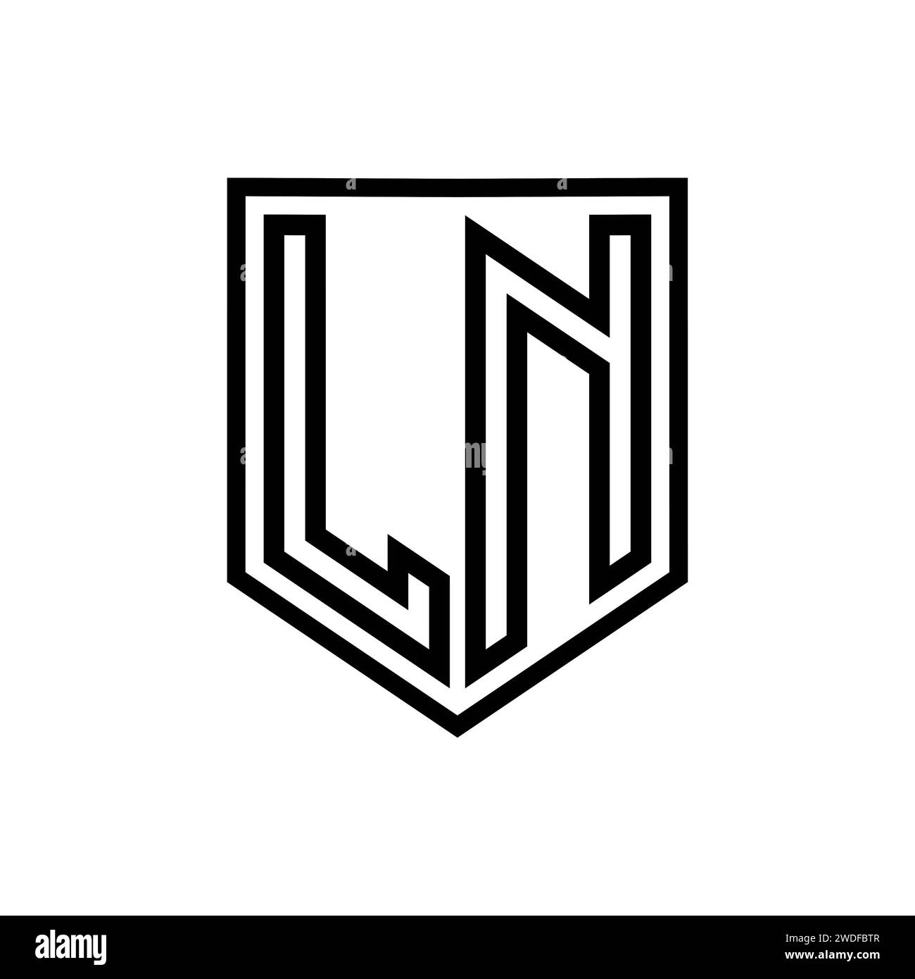 LN Letter Logo monogram shield geometric line inside shield isolated style design template Stock ...