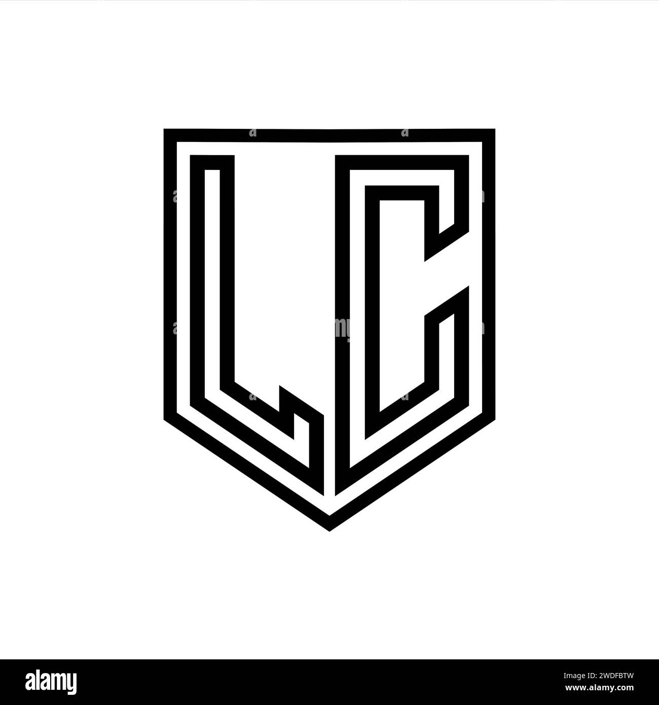 LC Letter Logo monogram shield geometric line inside shield isolated ...