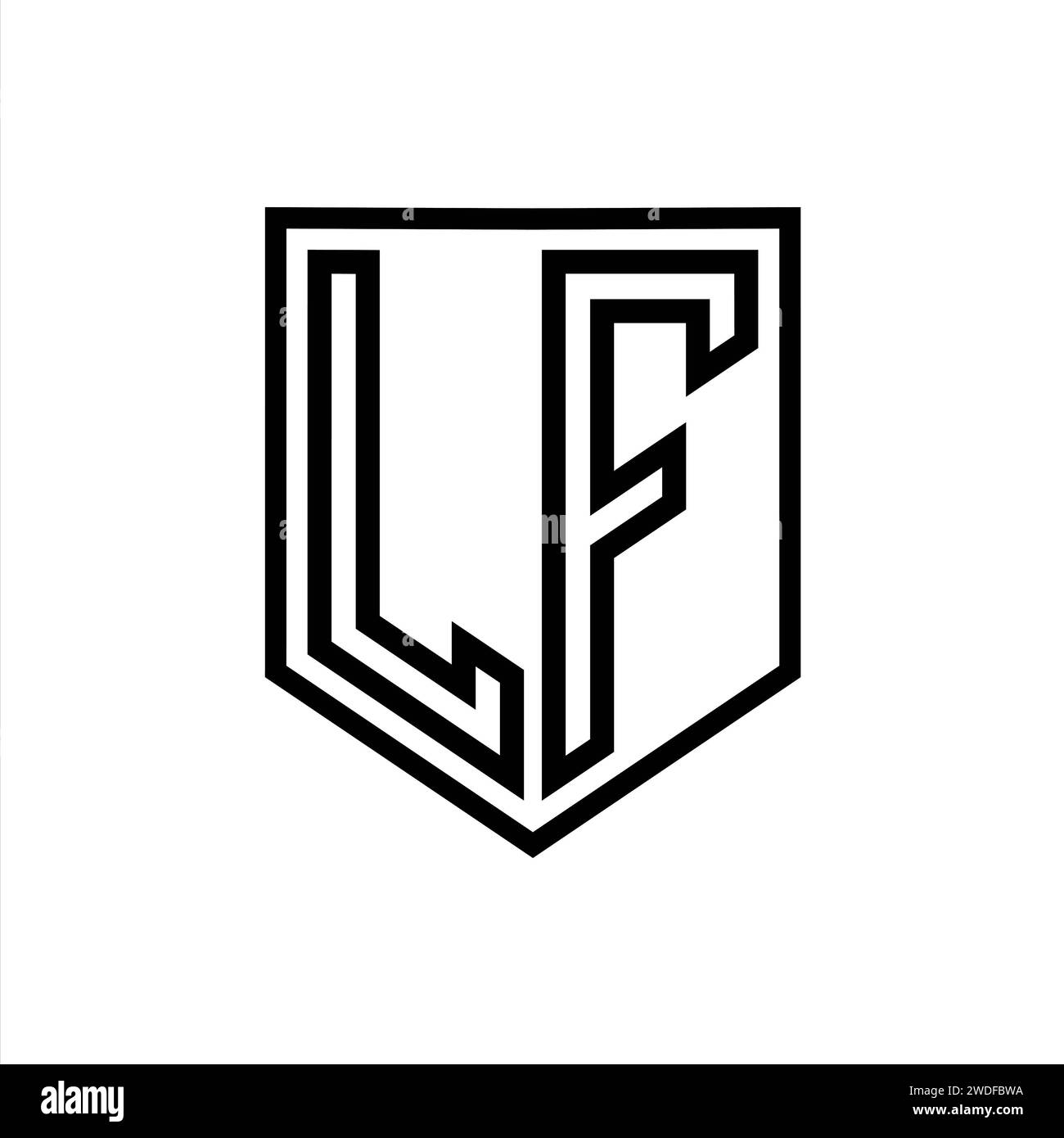 LF Letter Logo monogram shield geometric line inside shield isolated style design template Stock ...