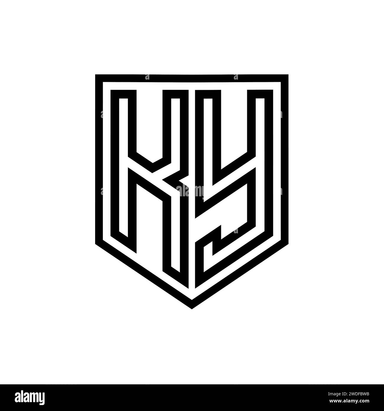 KY Letter Logo monogram shield geometric line inside shield isolated style design template Stock ...
