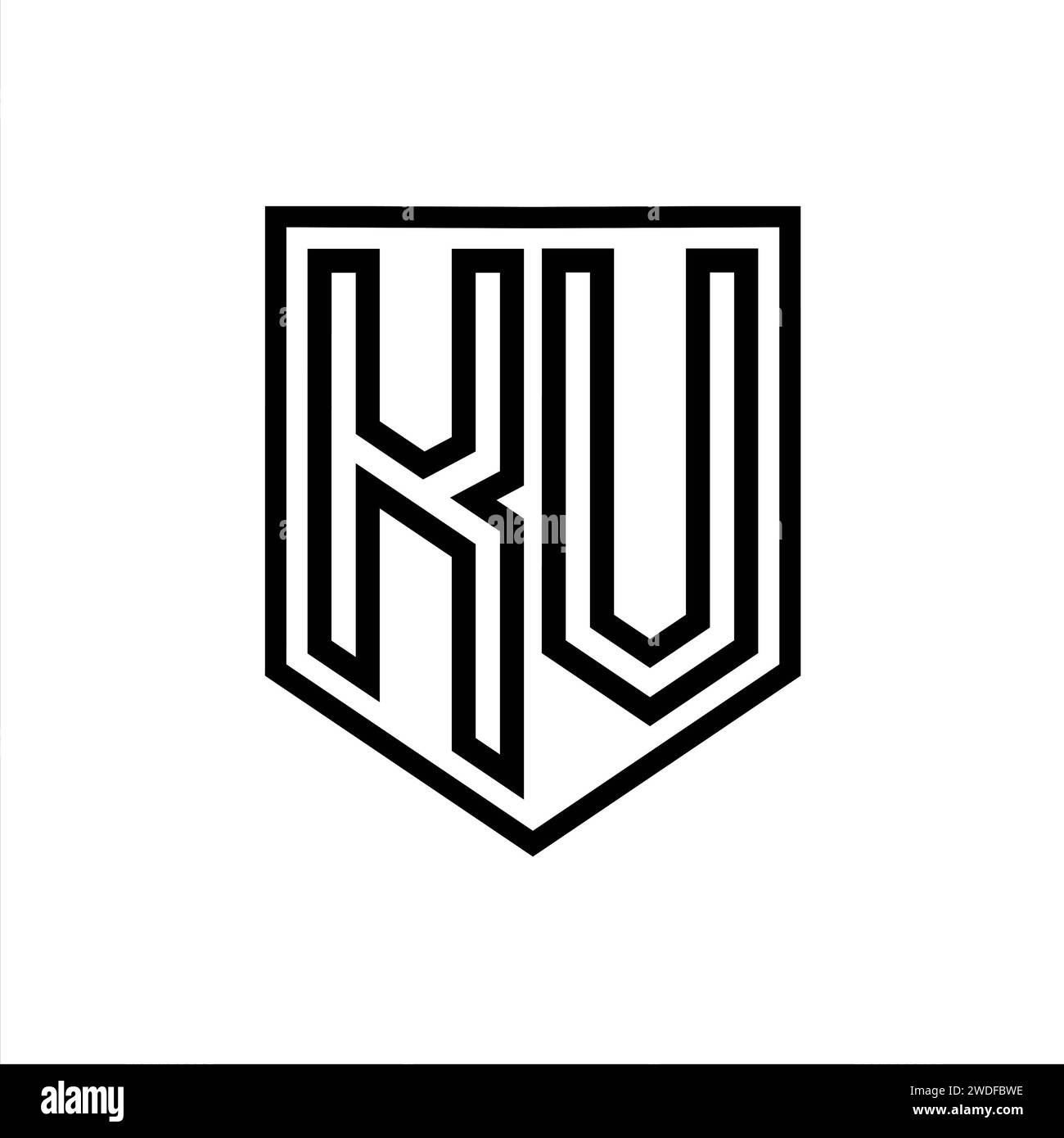 KV Letter Logo monogram shield geometric line inside shield isolated ...