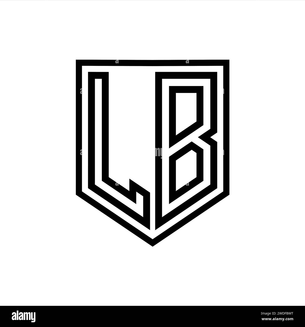 LB Letter Logo monogram shield geometric line inside shield isolated style design template Stock ...