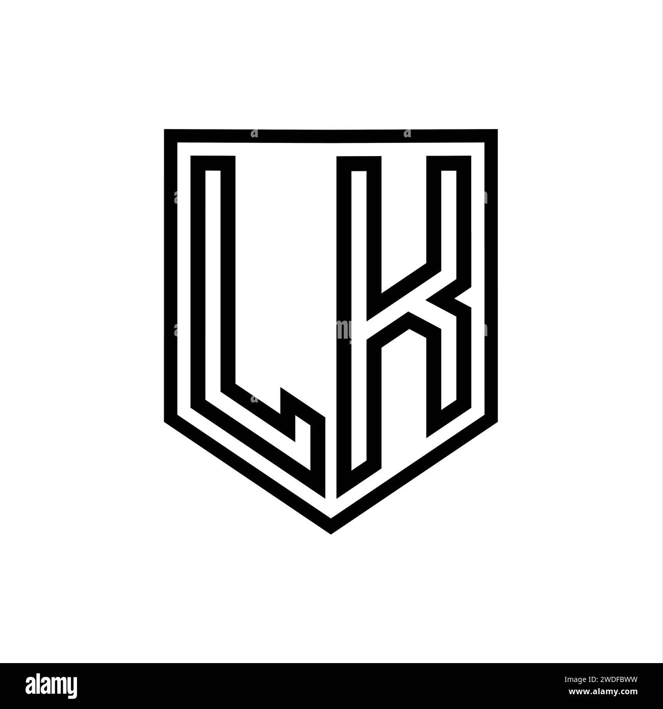 LK Letter Logo monogram shield geometric line inside shield isolated style design template Stock ...