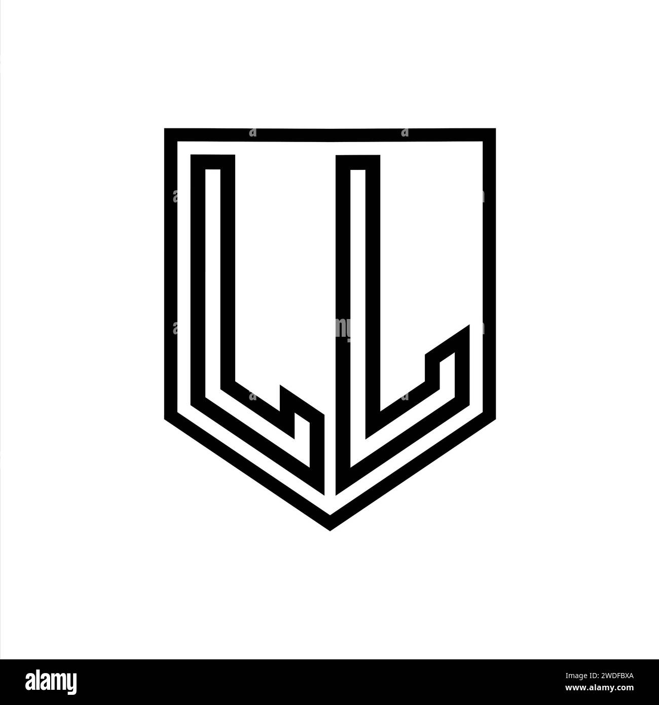 LL Letter Logo monogram shield geometric line inside shield isolated ...
