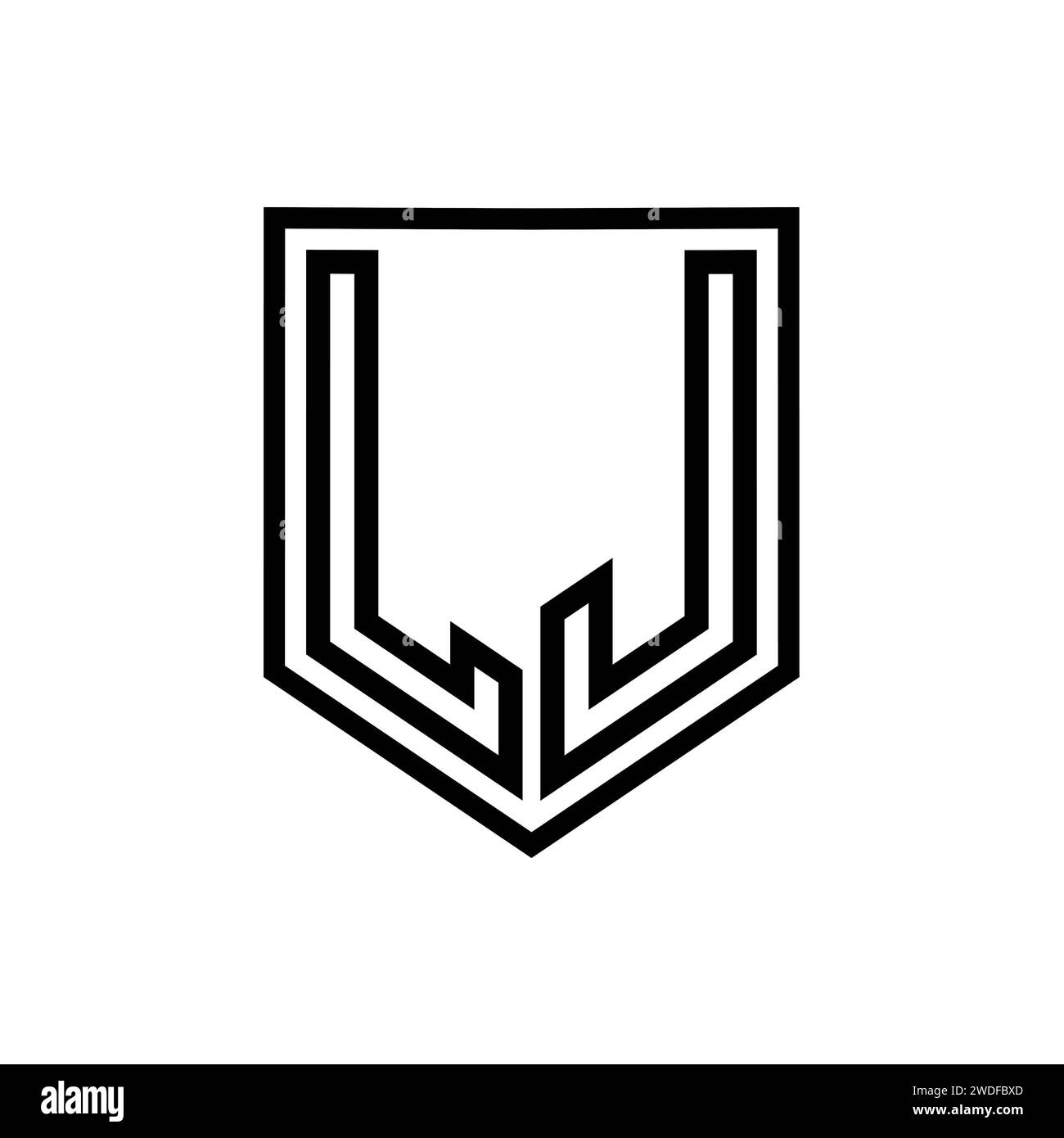LJ Letter Logo monogram shield geometric line inside shield isolated style design template Stock ...