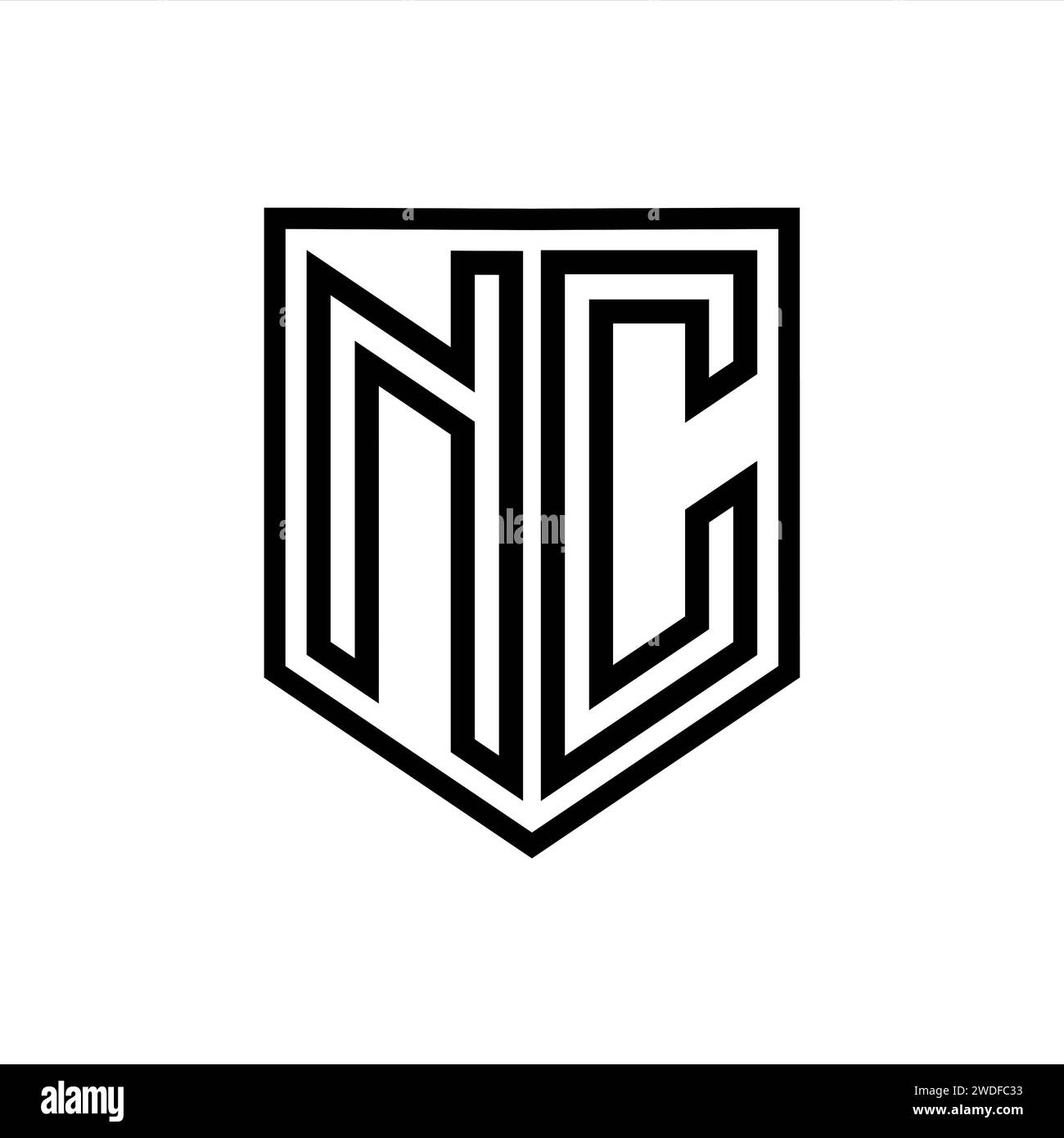 NC Letter Logo monogram shield geometric line inside shield isolated style design template Stock ...