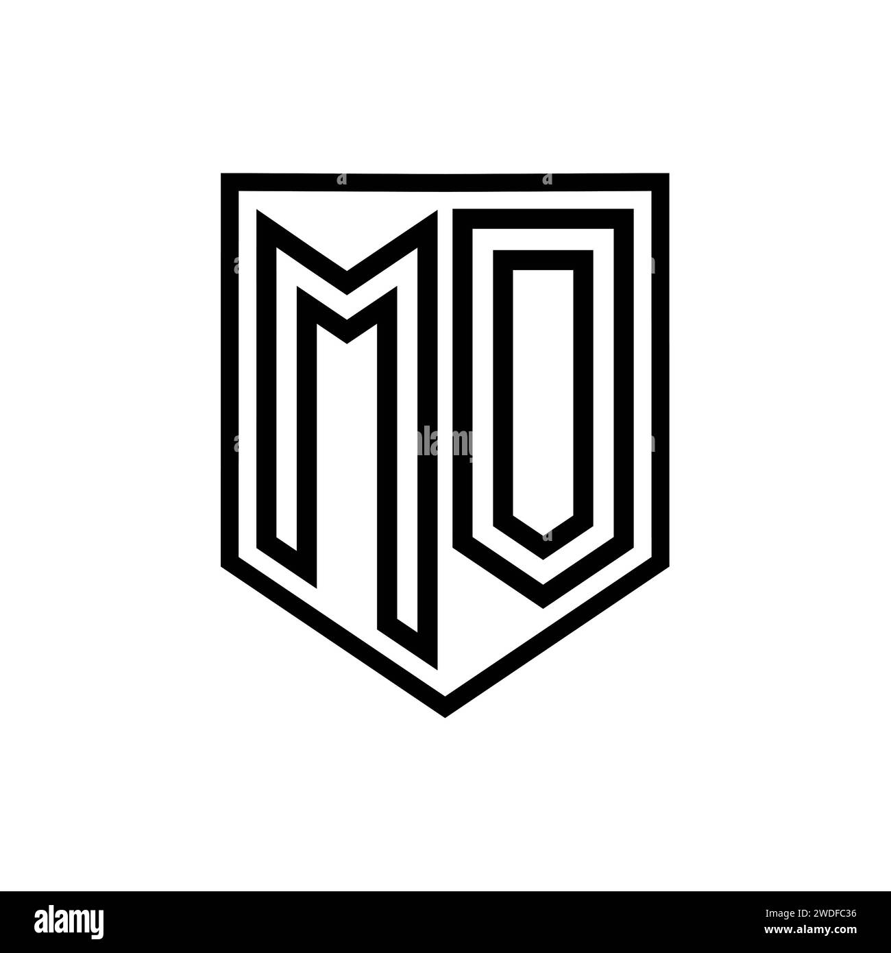 MO Letter Logo monogram shield geometric line inside shield isolated style design template Stock ...