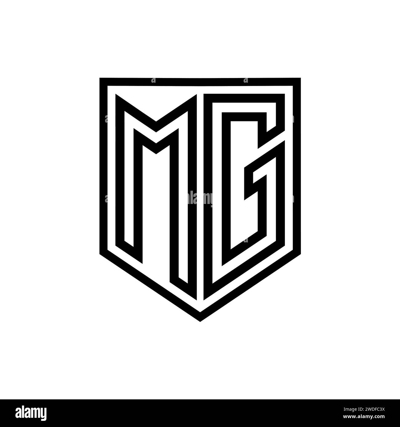 MG Letter Logo monogram shield geometric line inside shield isolated ...