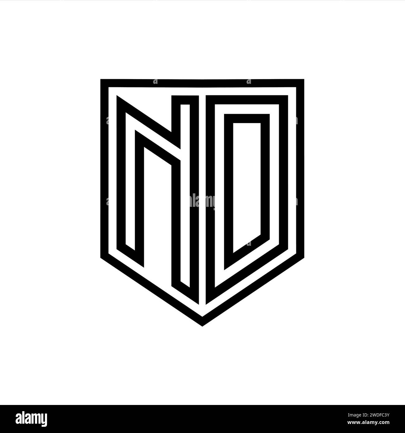 ND Letter Logo monogram shield geometric line inside shield isolated ...