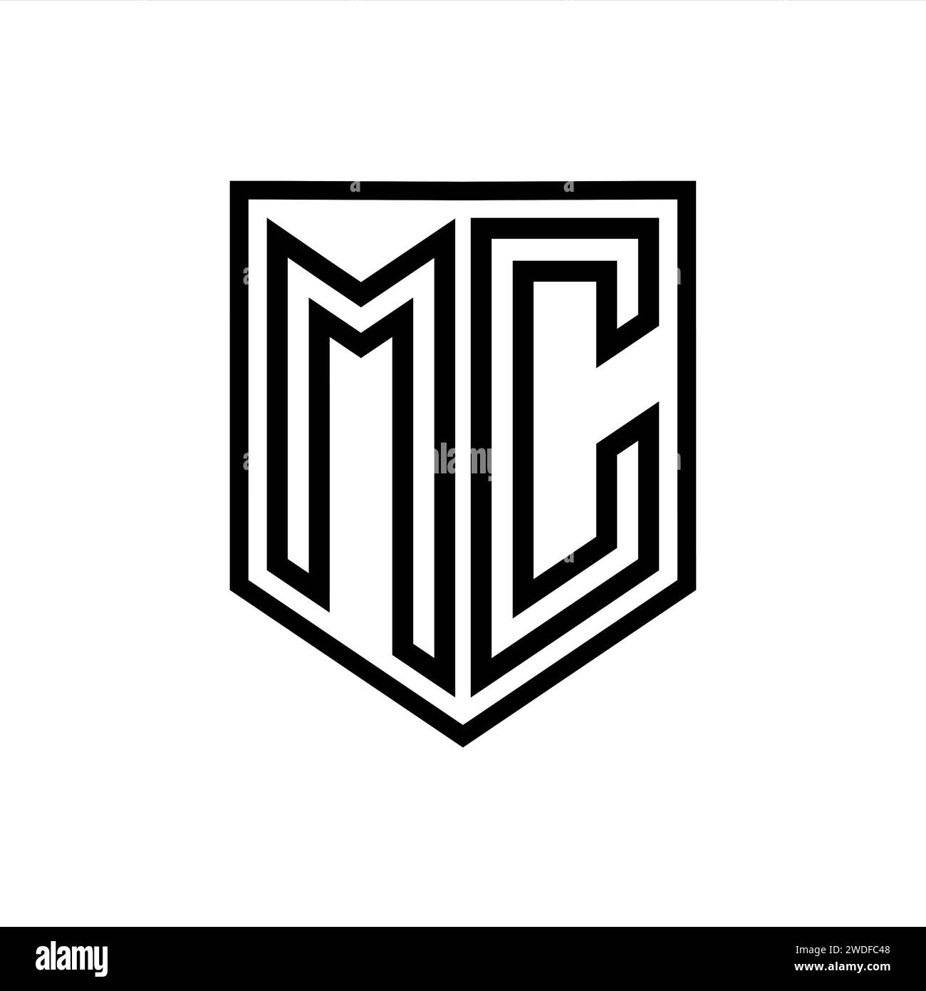 MC Letter Logo monogram shield geometric line inside shield isolated ...