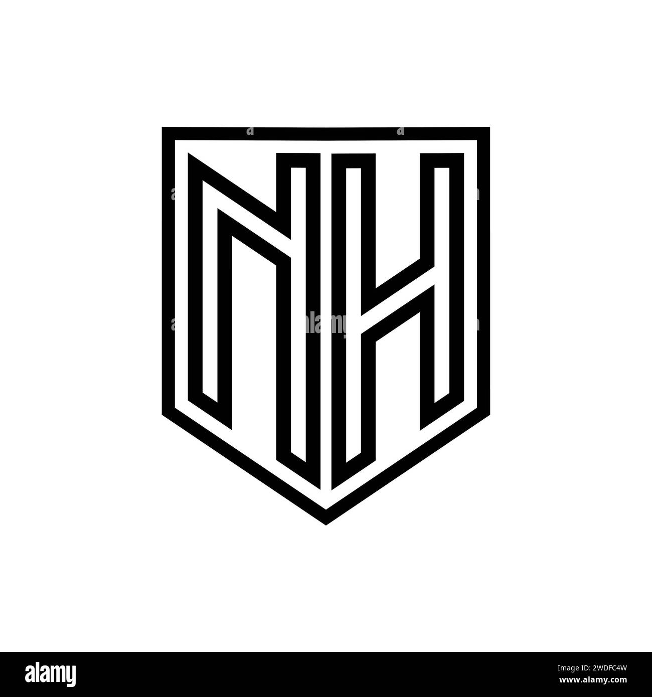 NH Letter Logo monogram shield geometric line inside shield isolated style design template Stock ...