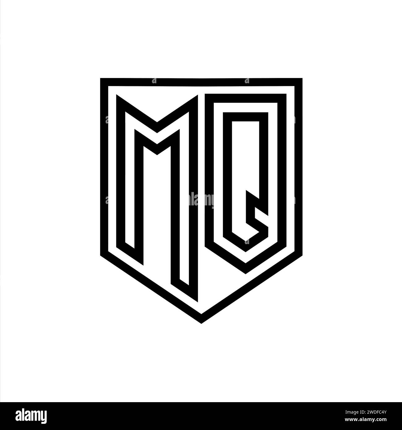 MQ Letter Logo monogram shield geometric line inside shield isolated style design template Stock ...