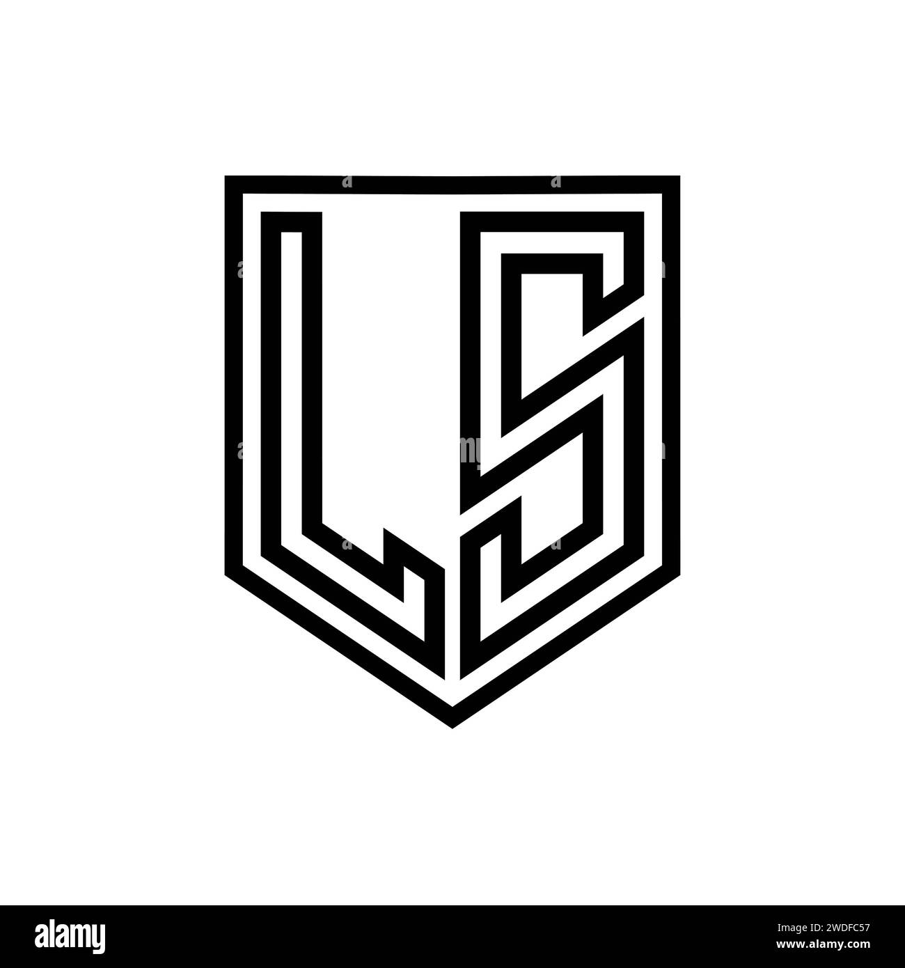 LS Letter Logo monogram shield geometric line inside shield isolated style design template Stock ...