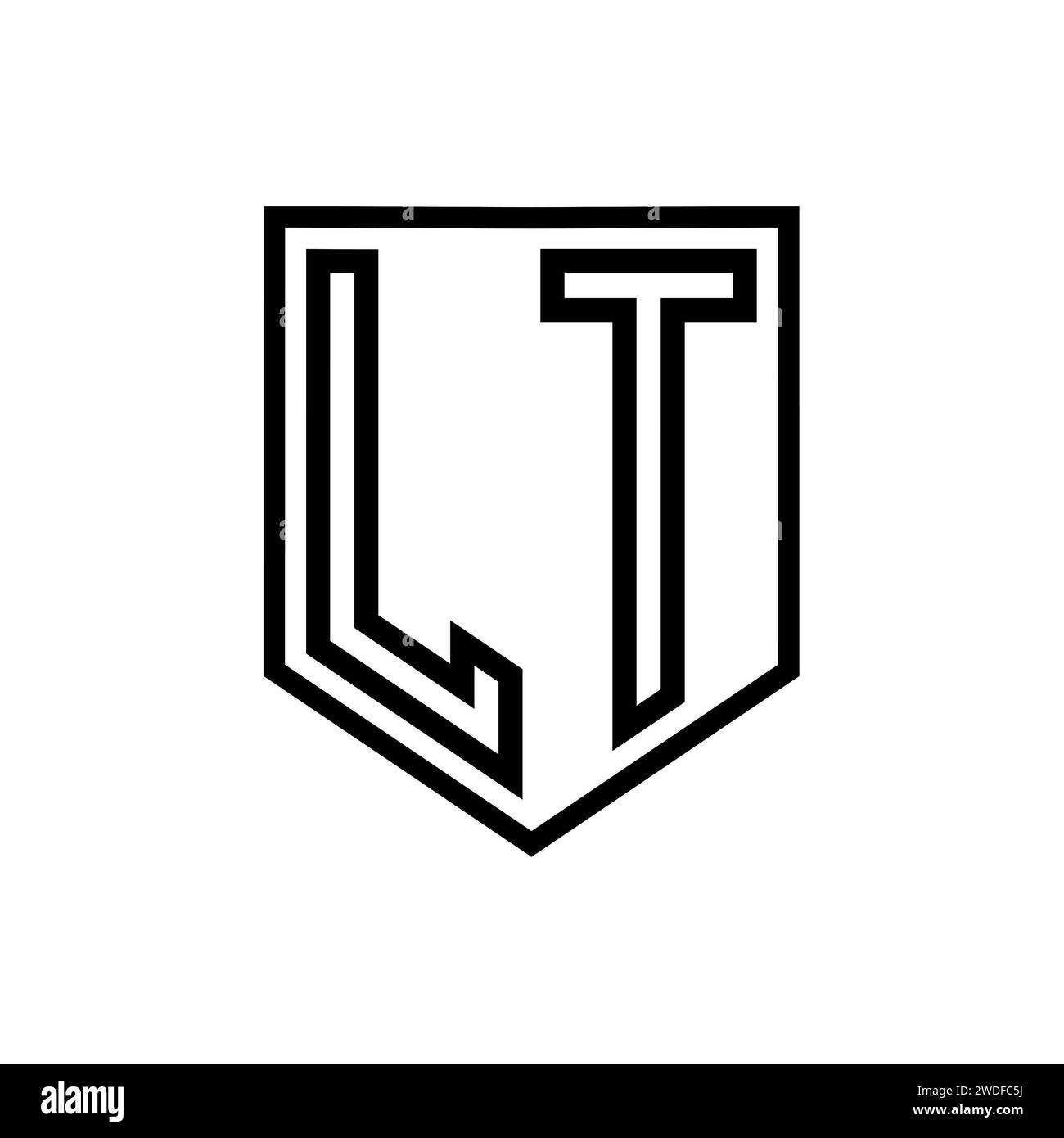 LT Letter Logo monogram shield geometric line inside shield isolated style design template Stock ...