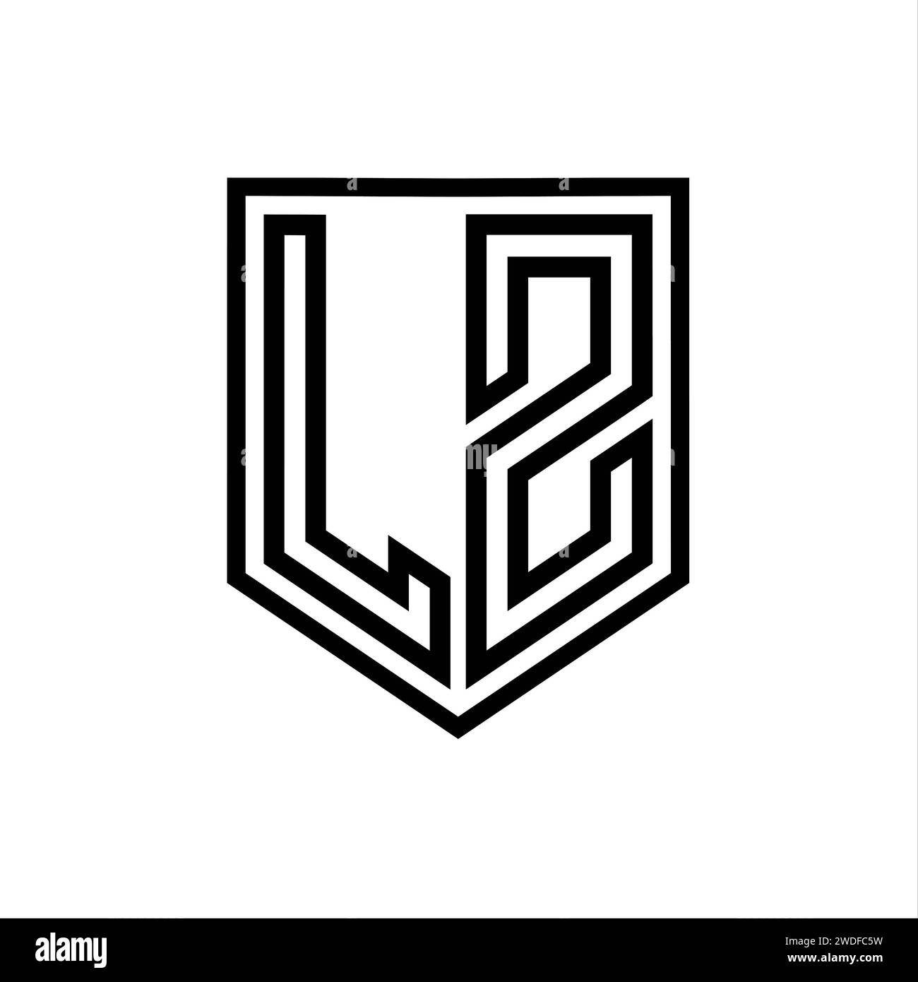 LZ Letter Logo monogram shield geometric line inside shield isolated ...