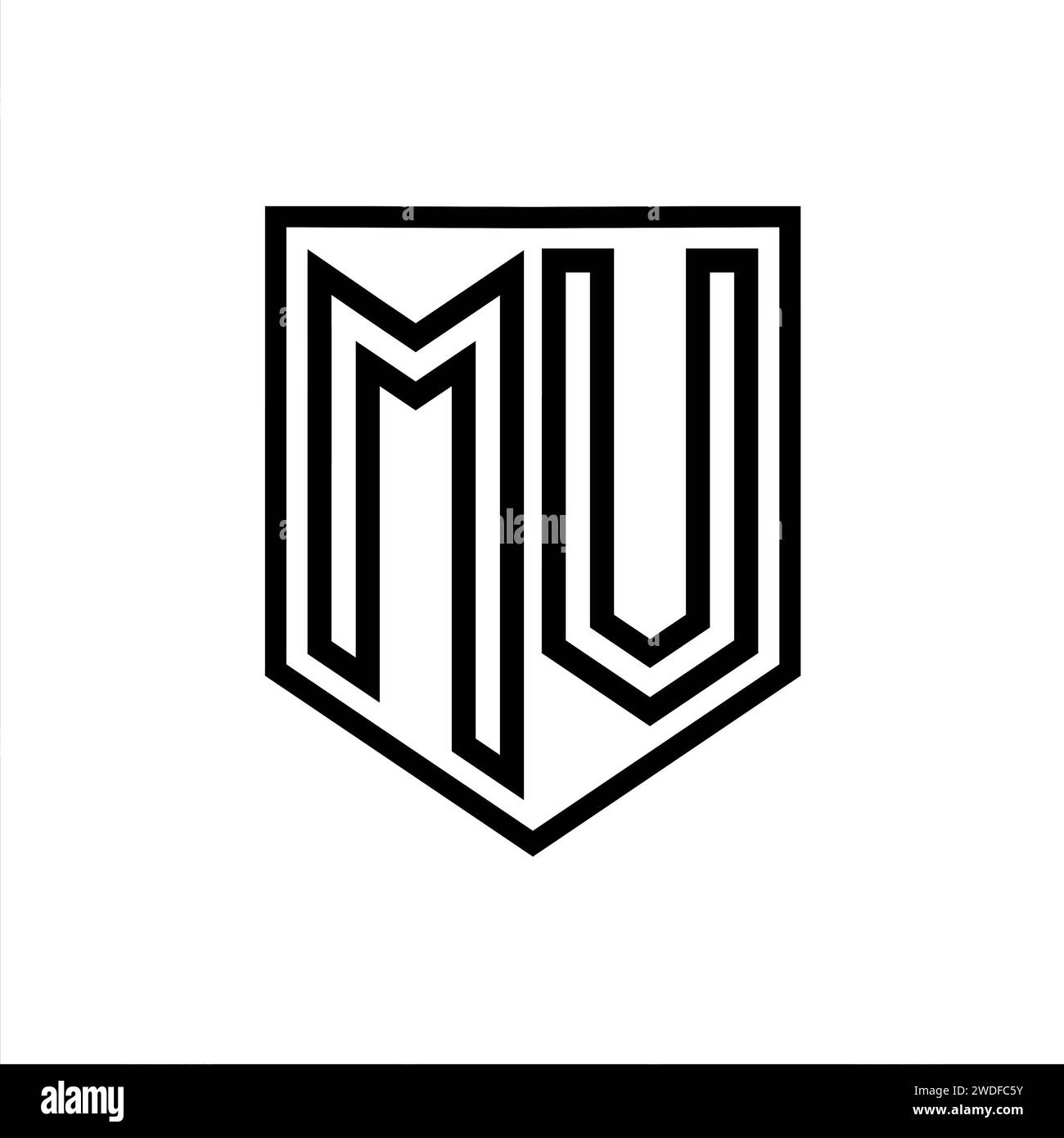 MV Letter Logo monogram shield geometric line inside shield isolated style design template Stock ...