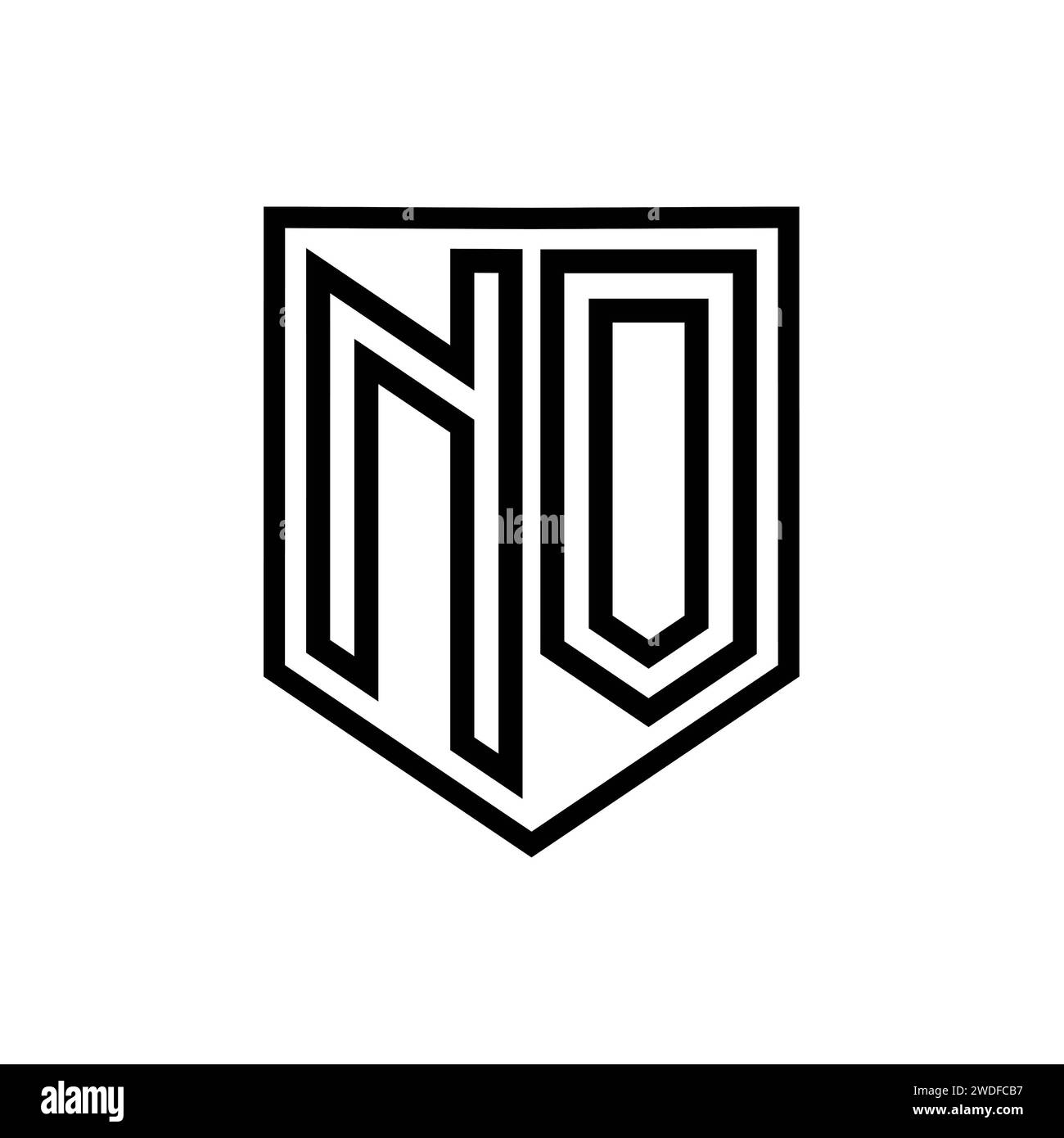 NO Letter Logo monogram shield geometric line inside shield isolated ...