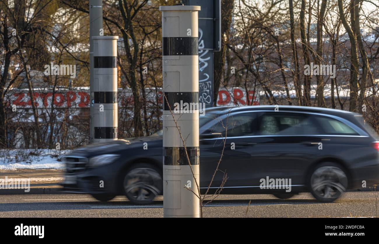 Hamburg, Germany. 18th Jan, 2024. There are two stationary speed ...