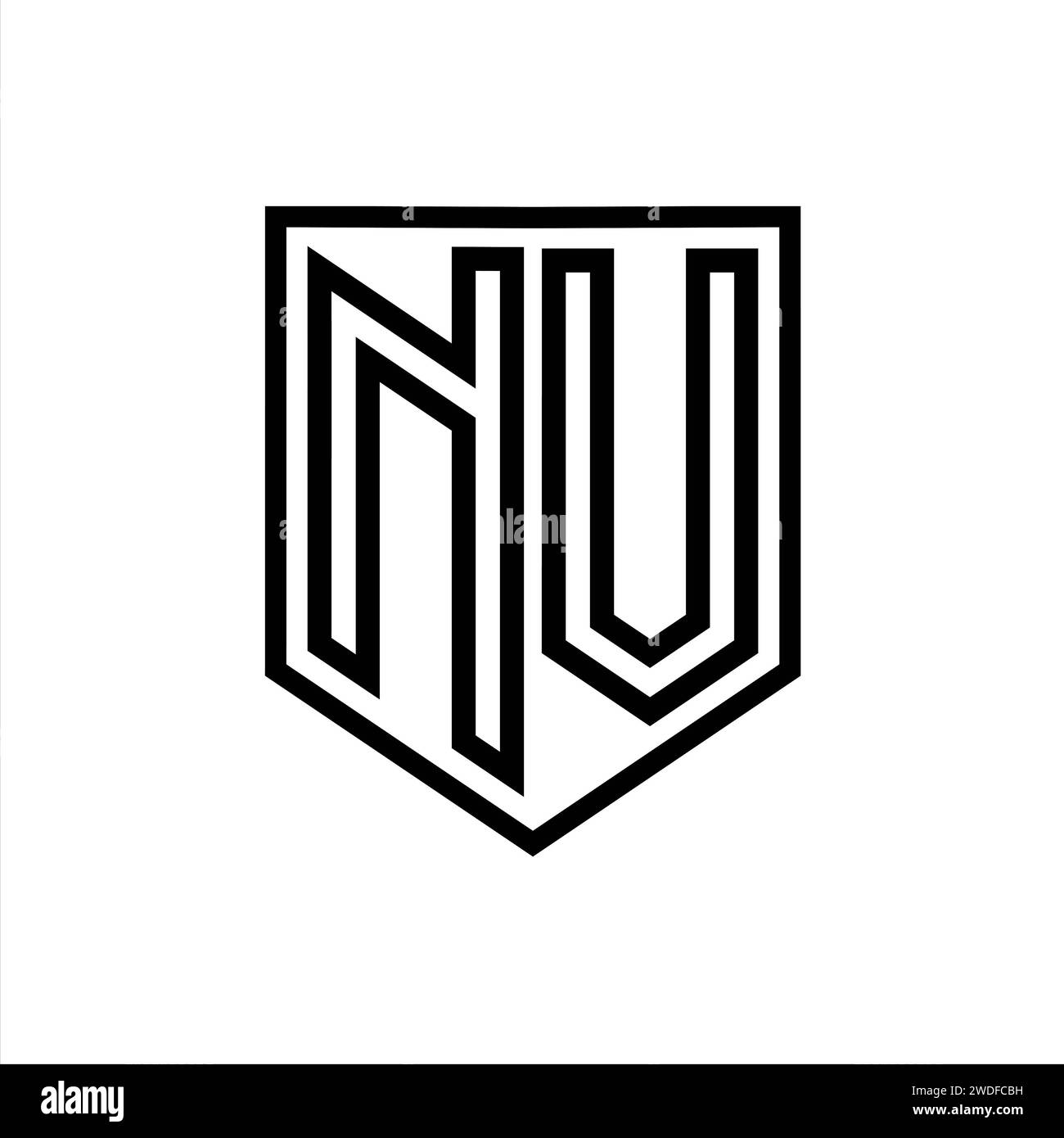 NV Letter Logo monogram shield geometric line inside shield isolated ...