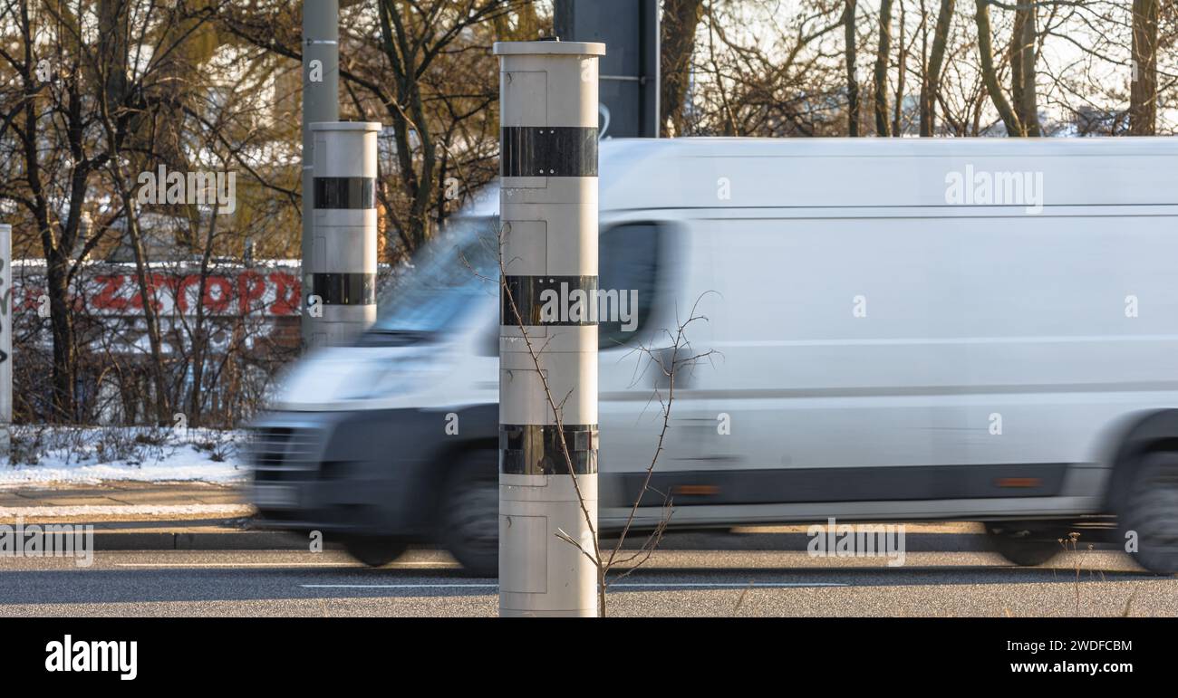 Hamburg, Germany. 18th Jan, 2024. There are two stationary speed ...