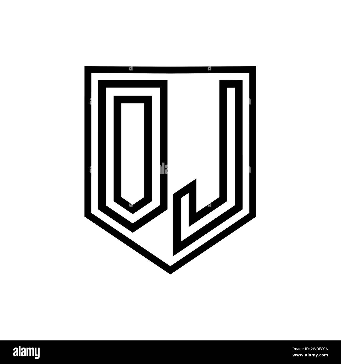 OJ Letter Logo monogram shield geometric line inside shield isolated style design template Stock ...
