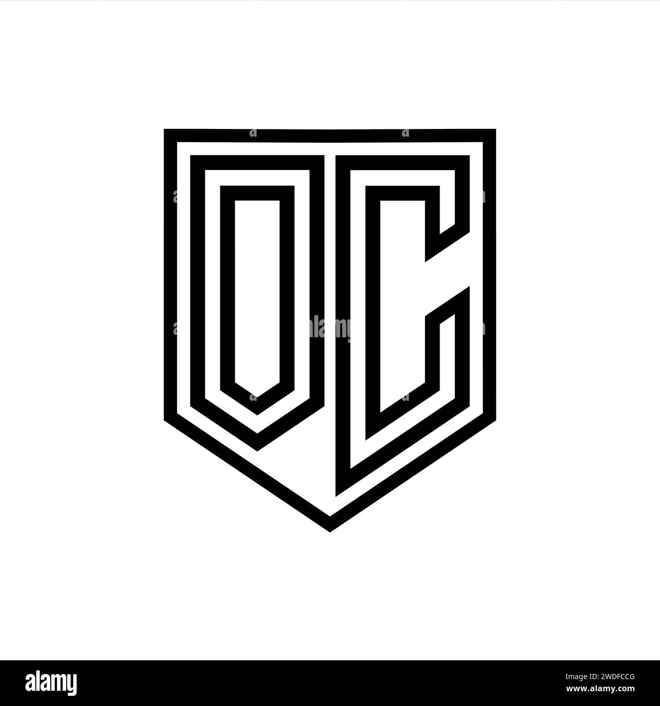 OC Letter Logo monogram shield geometric line inside shield isolated style design template Stock ...