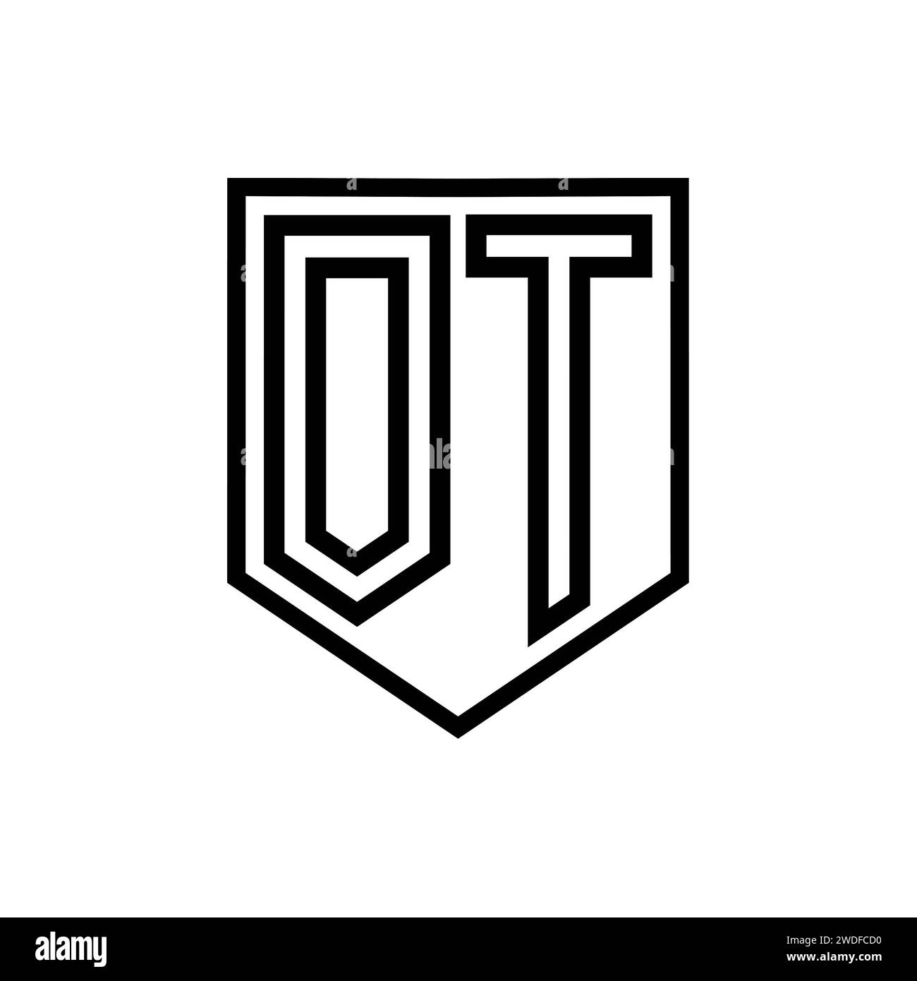 OT Letter Logo monogram shield geometric line inside shield isolated ...