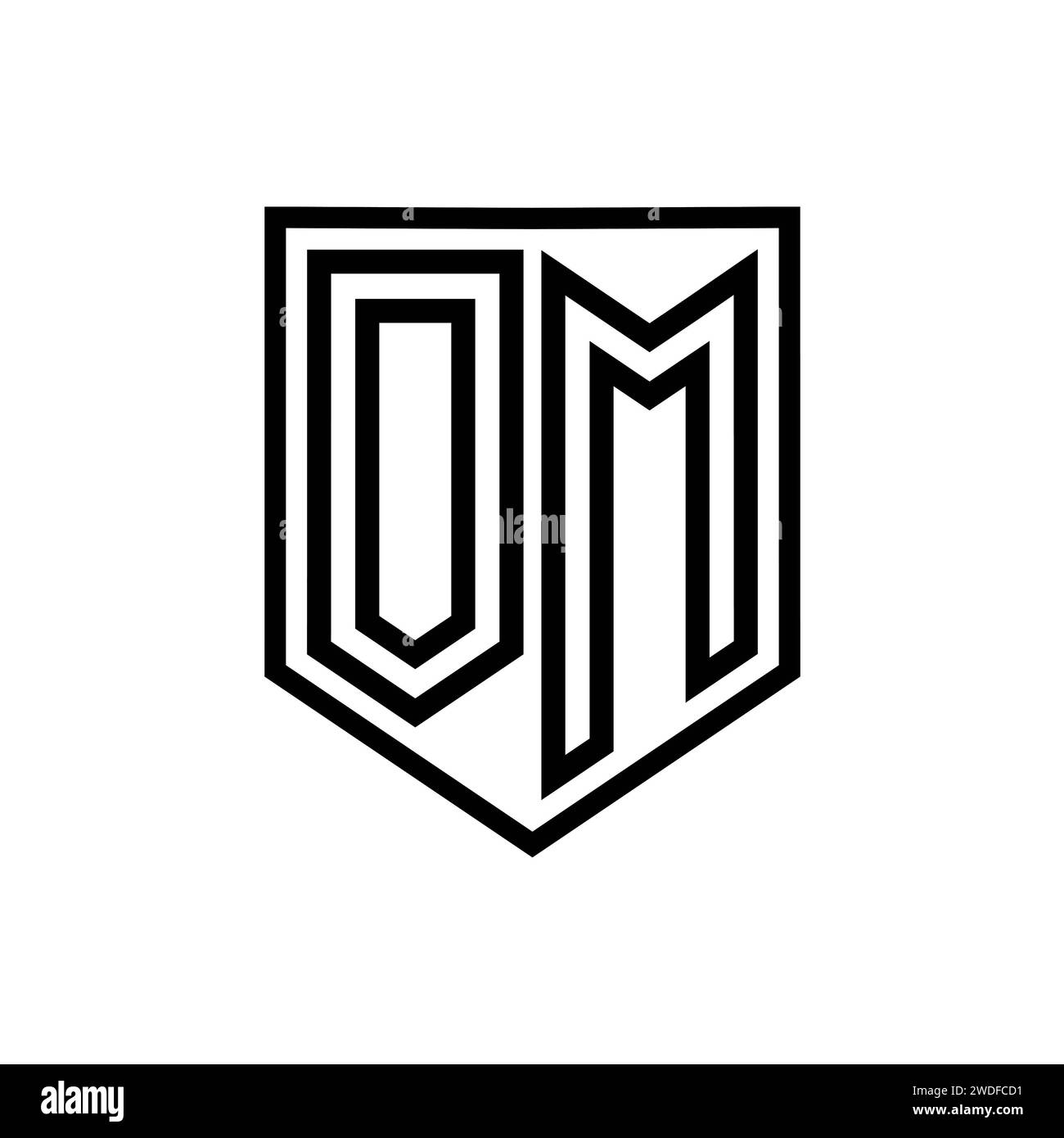OM Letter Logo monogram shield geometric line inside shield isolated style design template Stock ...