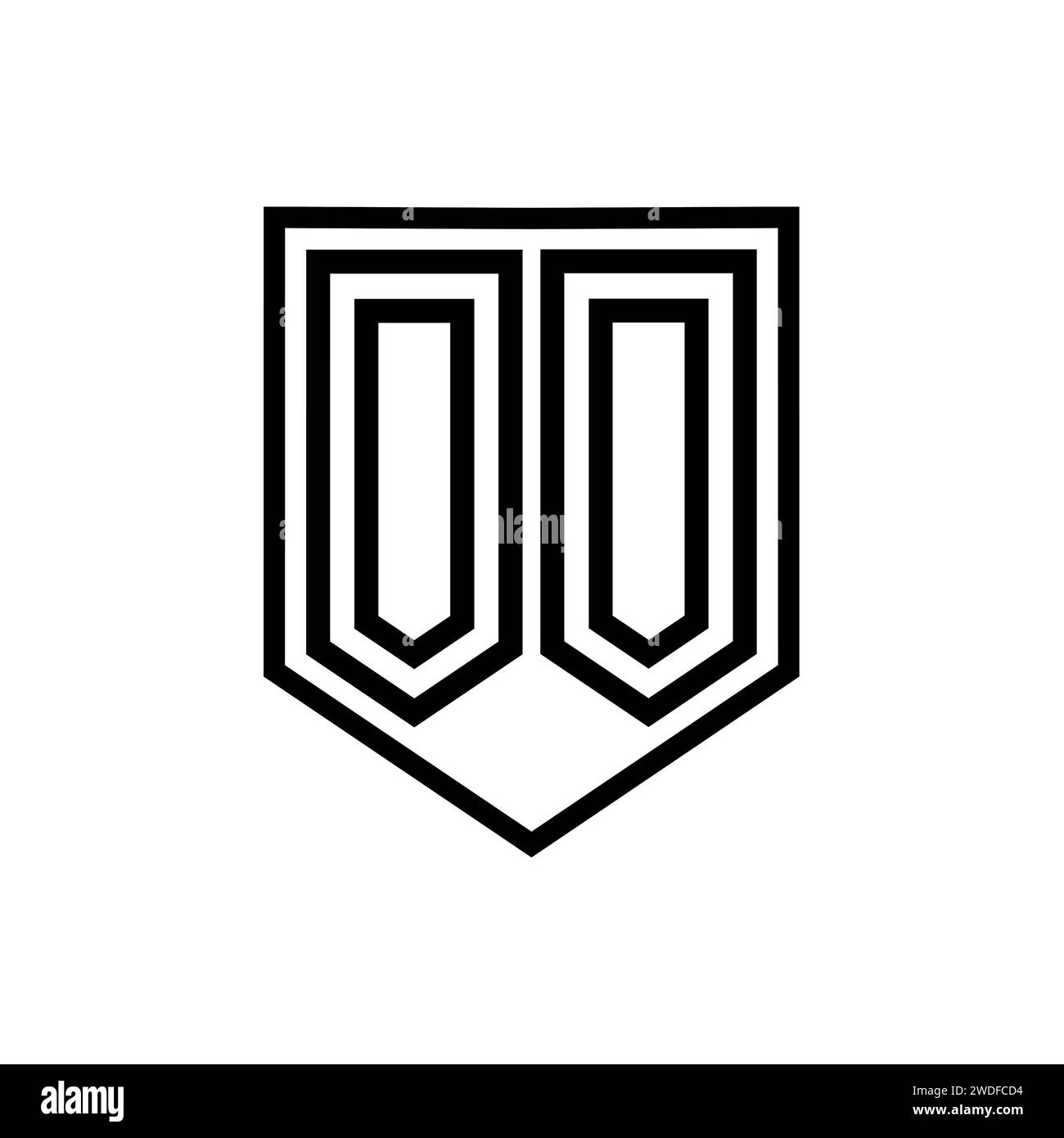 OO Letter Logo monogram shield geometric line inside shield isolated style design template Stock ...
