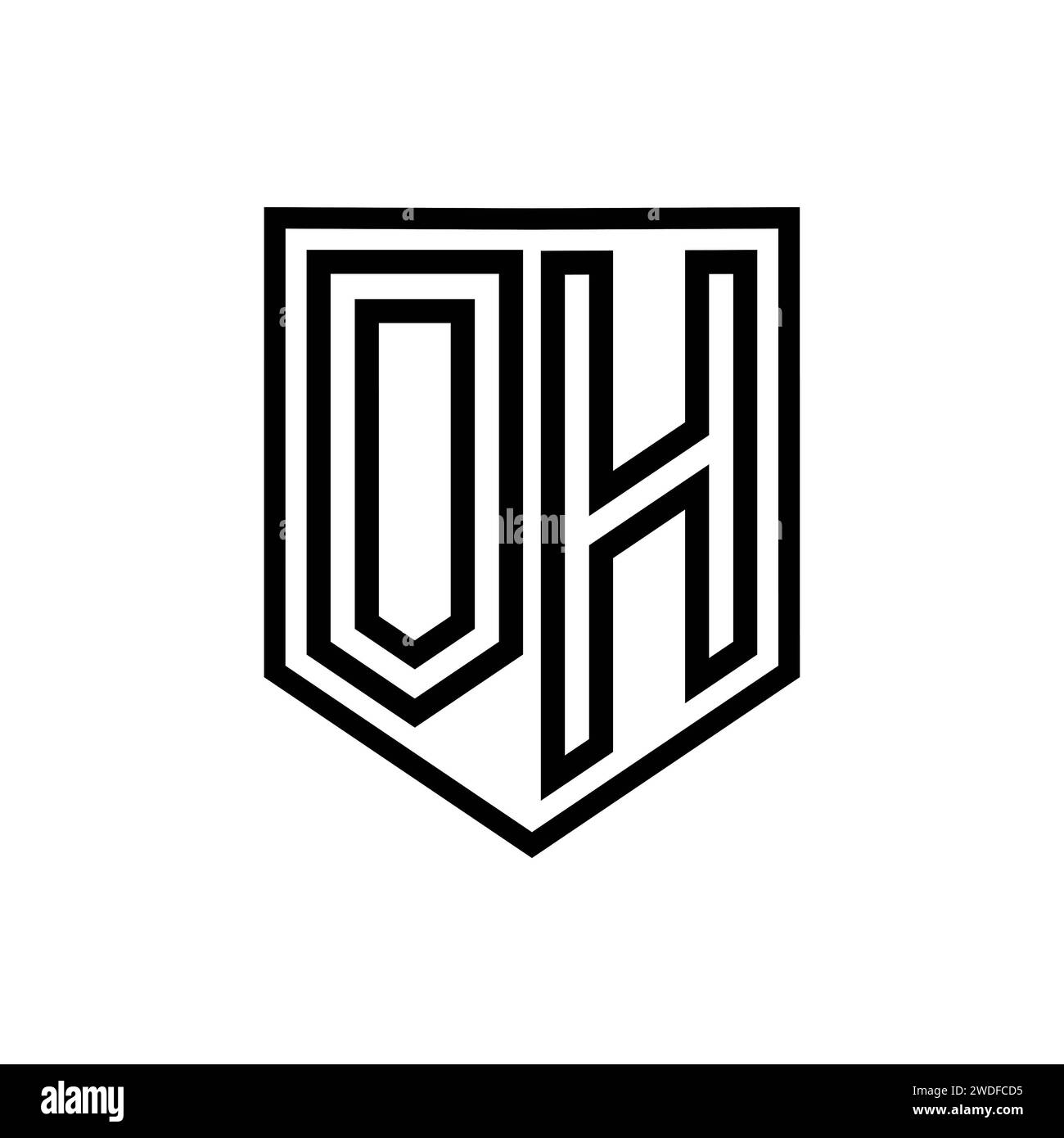 OH Letter Logo monogram shield geometric line inside shield isolated style design template Stock ...