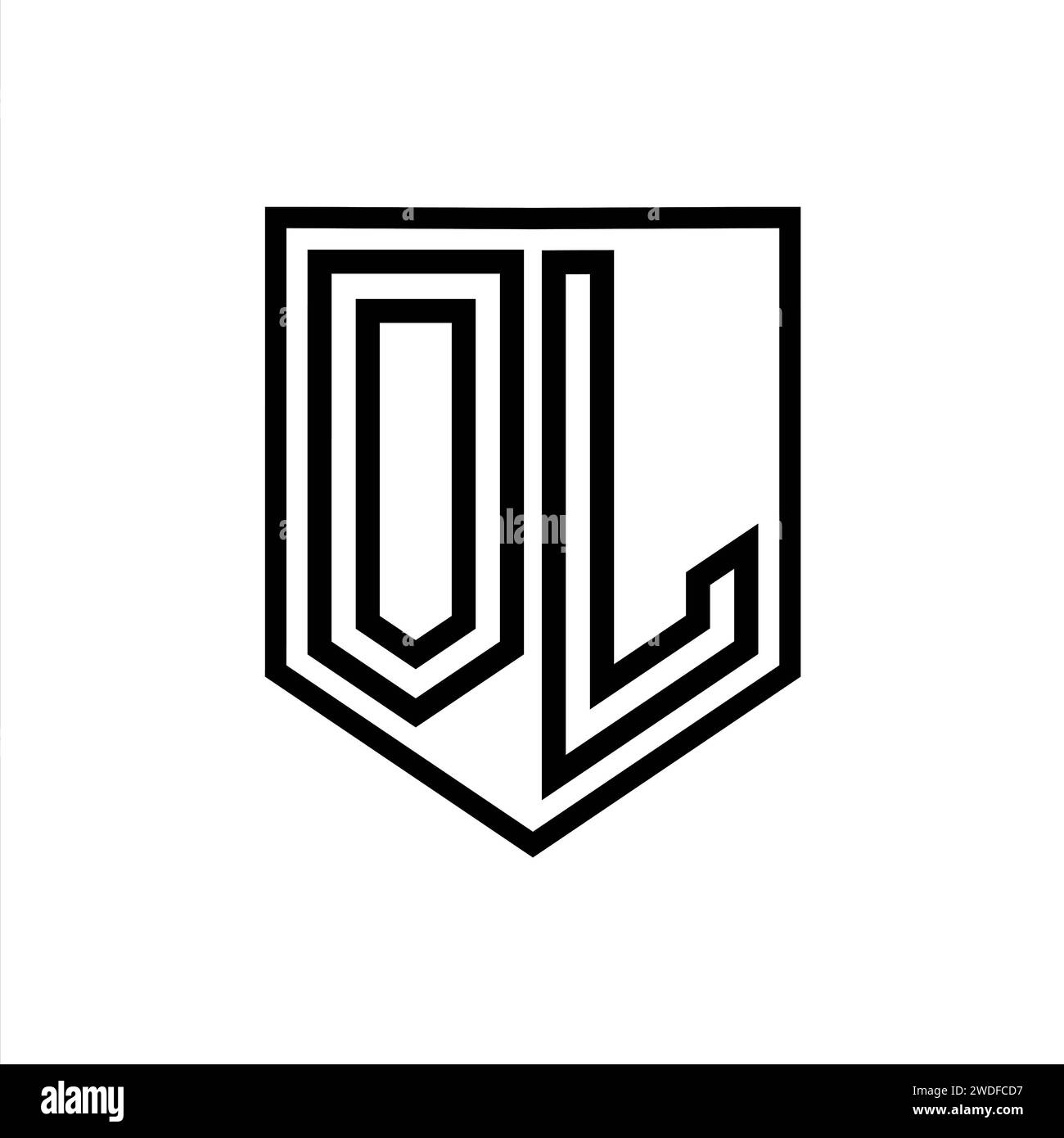 OL Letter Logo monogram shield geometric line inside shield isolated style design template Stock ...