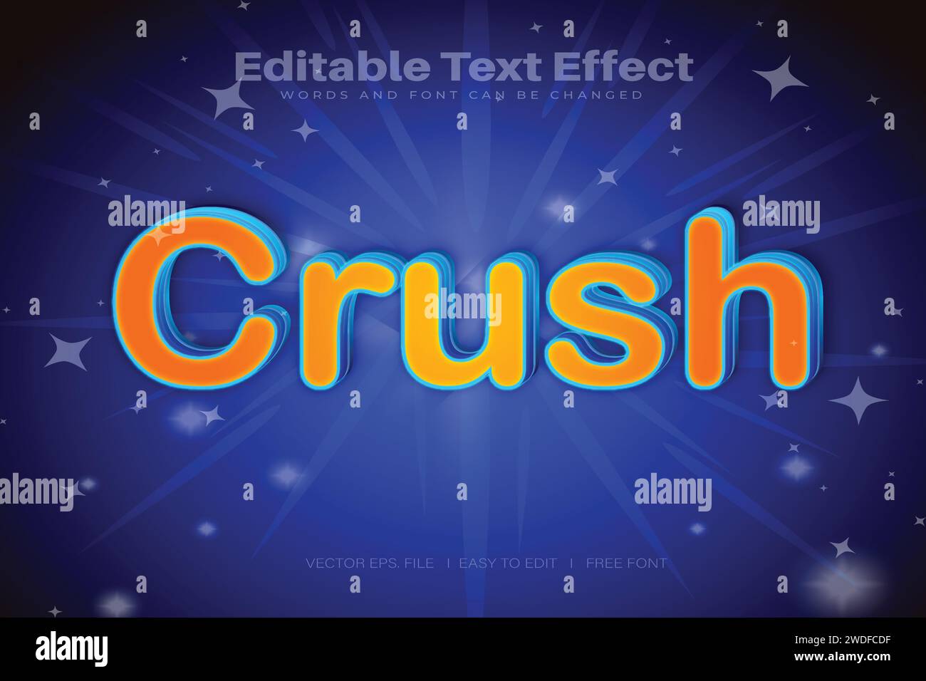crush 3D Text Effect 100 Editable EPS File Word And Font Can be Changed ...