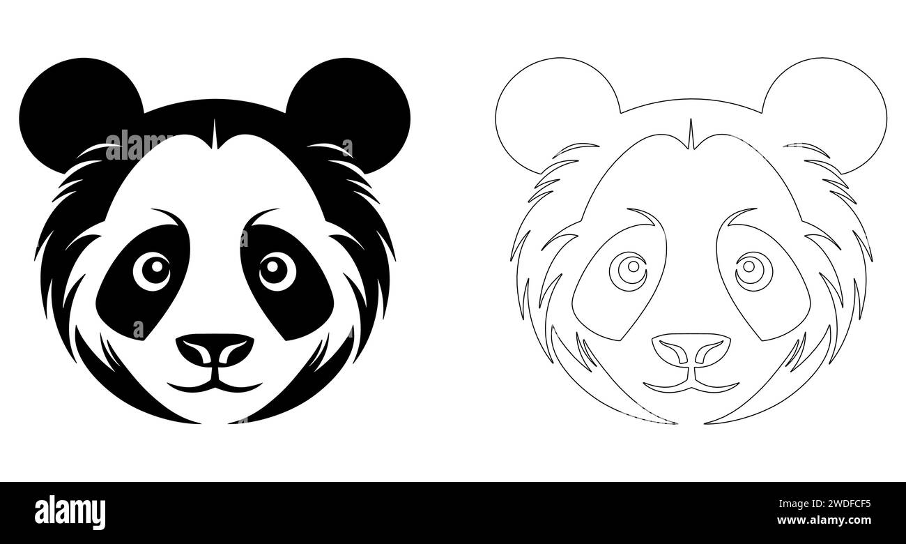 Panda head silhouette. Panda logo design. Black and white image of ...