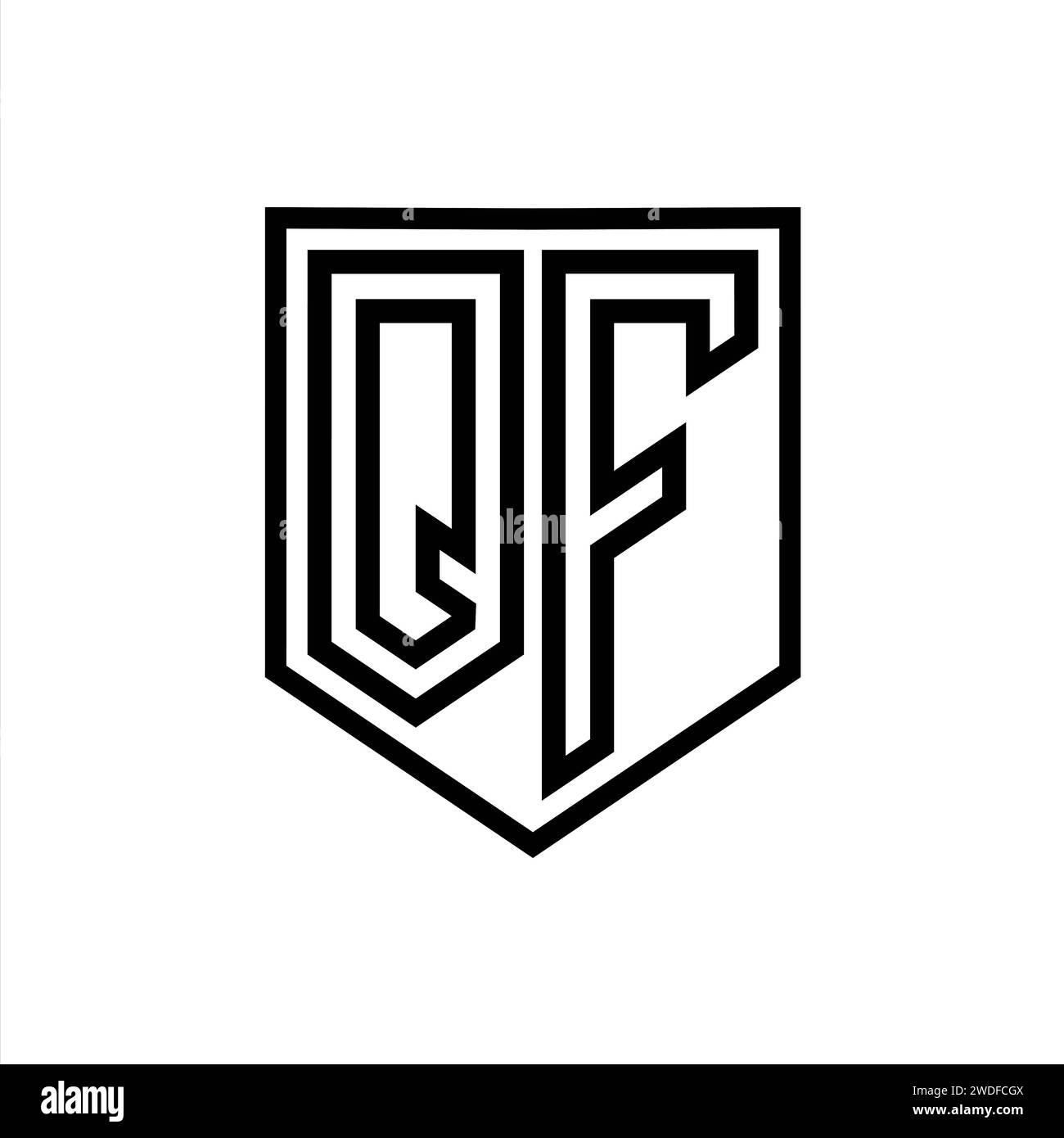 QF Letter Logo monogram shield geometric line inside shield isolated style design template Stock ...