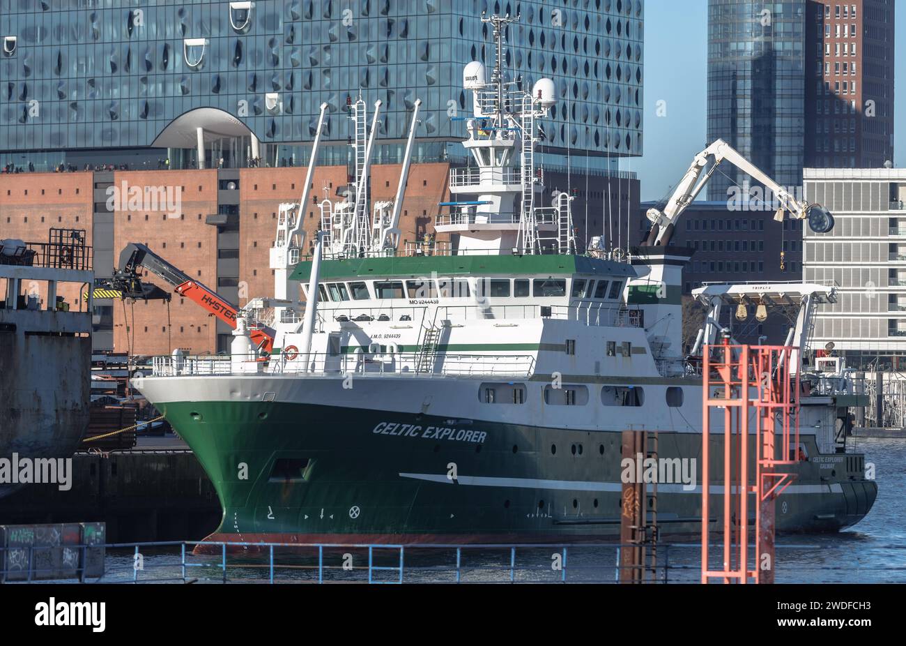 Hamburg, Germany. 18th Jan, 2024. View of the Celtic Explorer (IMO 9244439) in Hamburg's ...
